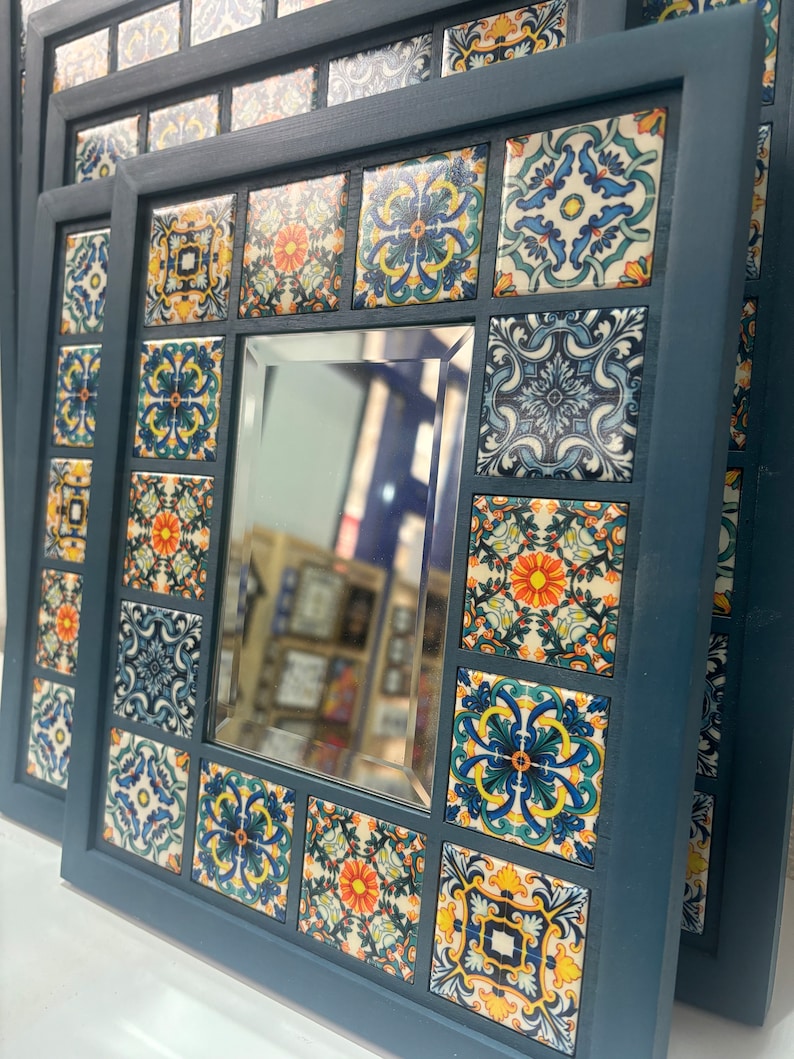 Mexican Tile Mirror: Handmade Bohemian Wall Decor - Etsy