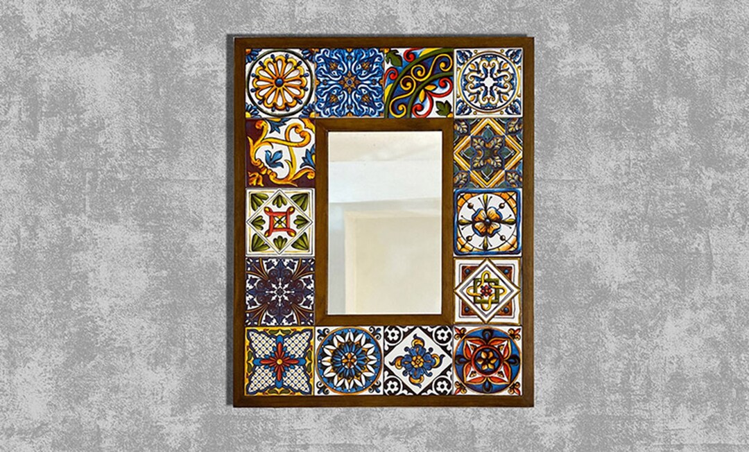 Ceramic Tiled Mirror, Tile Mirror, Wooden Mirror, Talavera Mirror ...