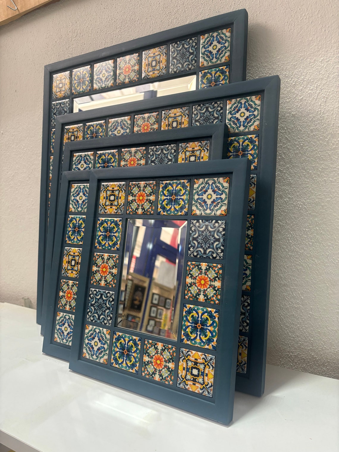 Mexican Tile Mirror: Handmade Bohemian Wall Decor - Etsy