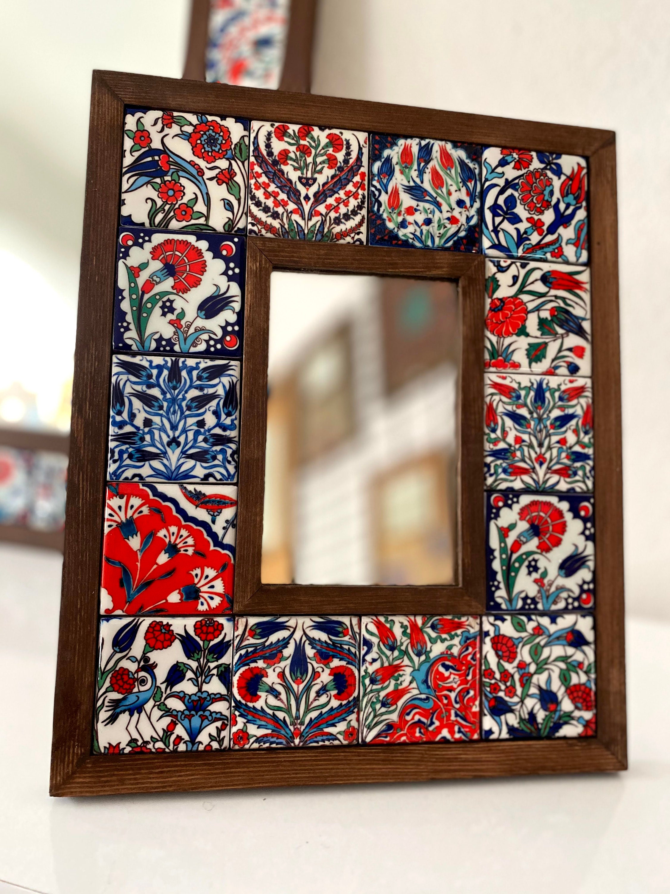 Ceramic and Wooden Mirror, Wall Mirror, Wall Decor, Turkish Traditional ...