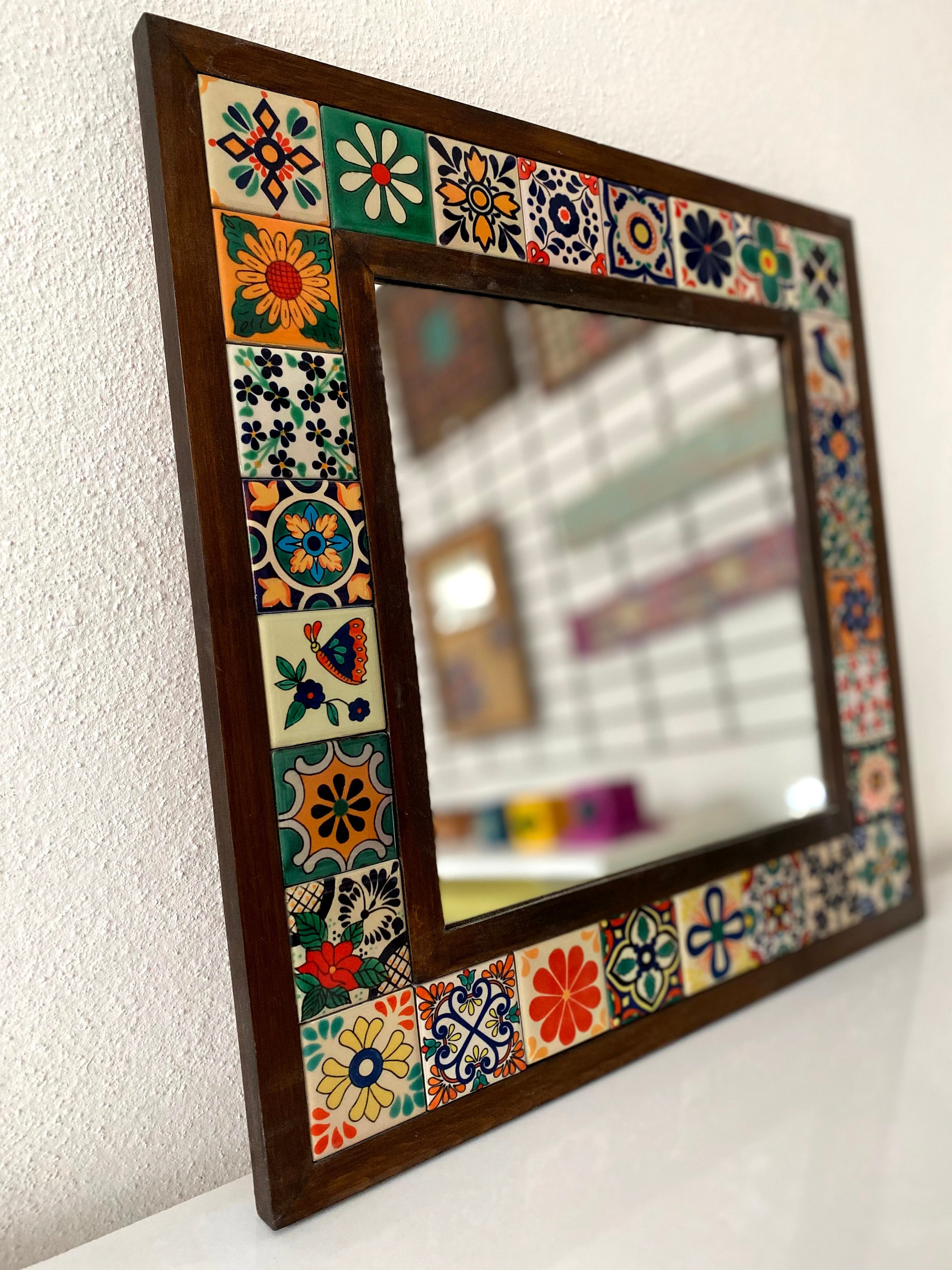 Mexican Mirror, Unique Mirror, Bohemian Mirror, Mosaic Mirror, Talavera ...