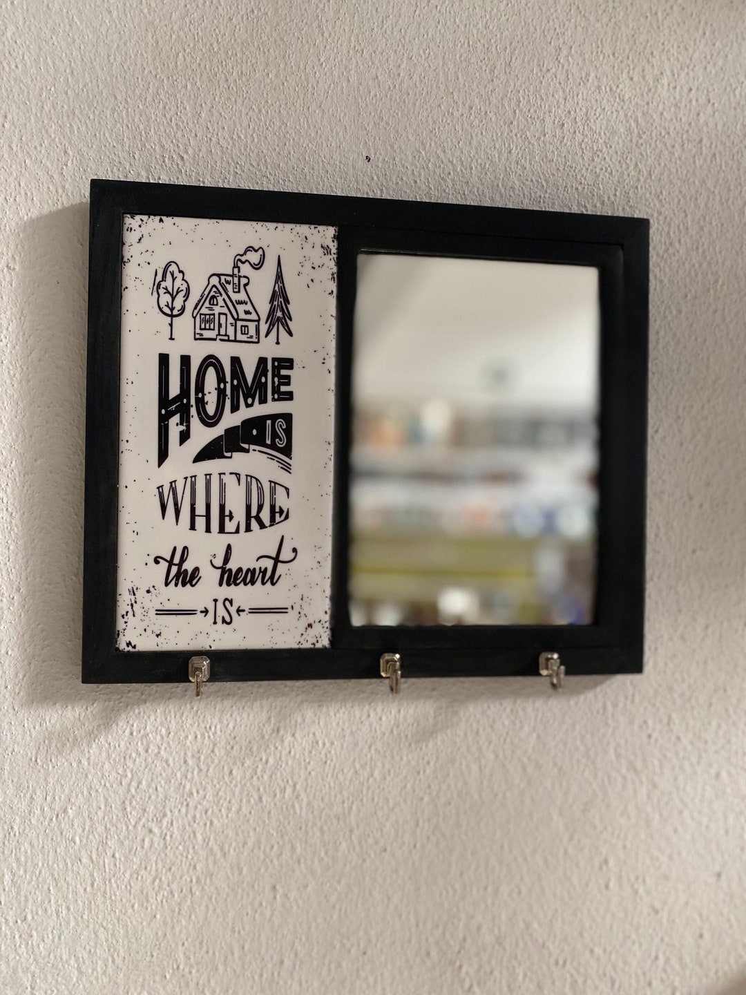 Key Holder, Wall Mirror, Minimalist Entrance Wall Art, Home Gift, Tile ...