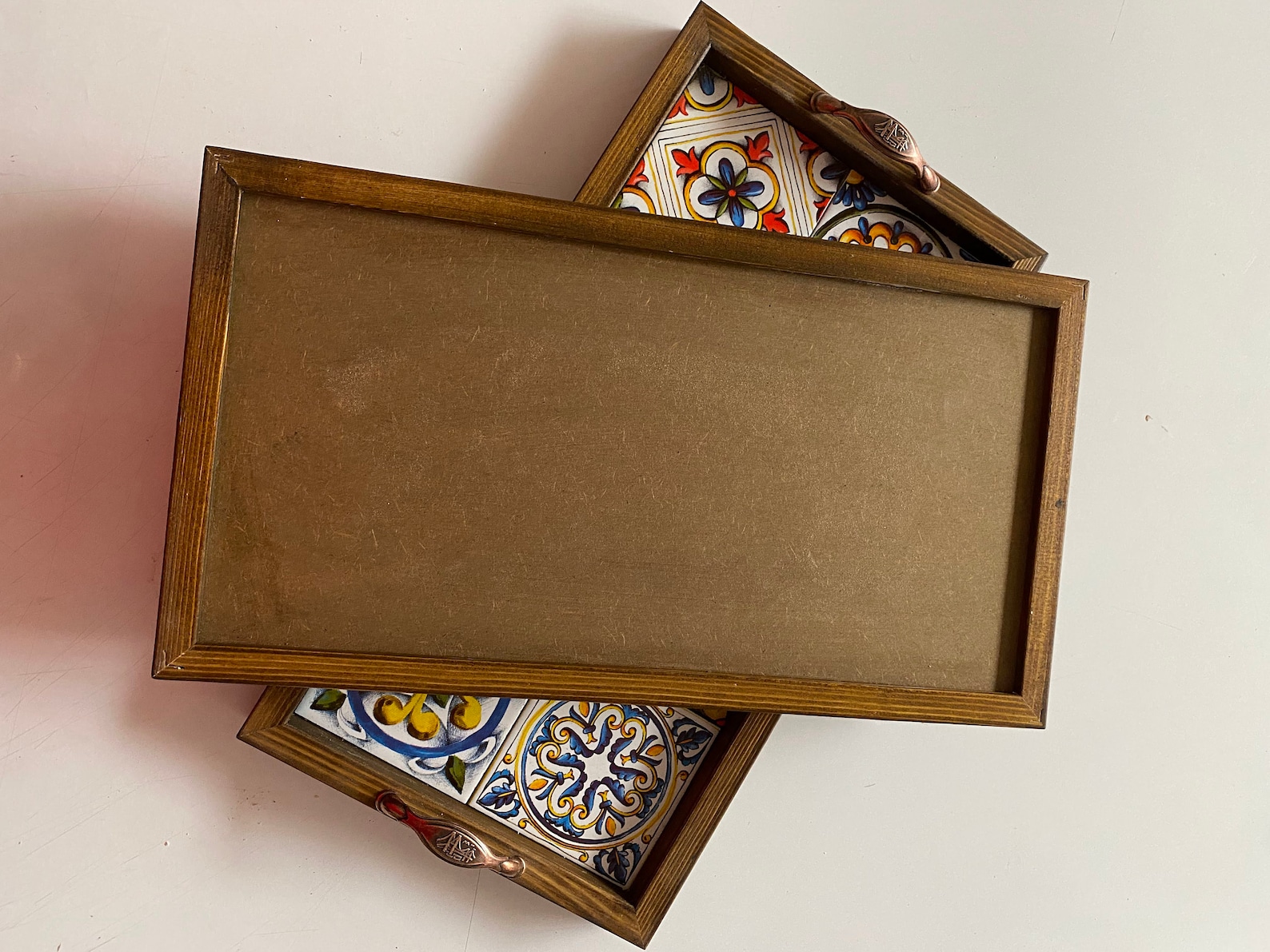 Decorative Tile Tray, Serving Wood Tray, Decorative Serving Tray ...