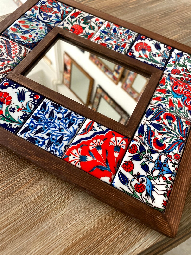 Ceramic and Wooden Mirror, Wall Mirror, Wall Decor, Turkish Traditional ...