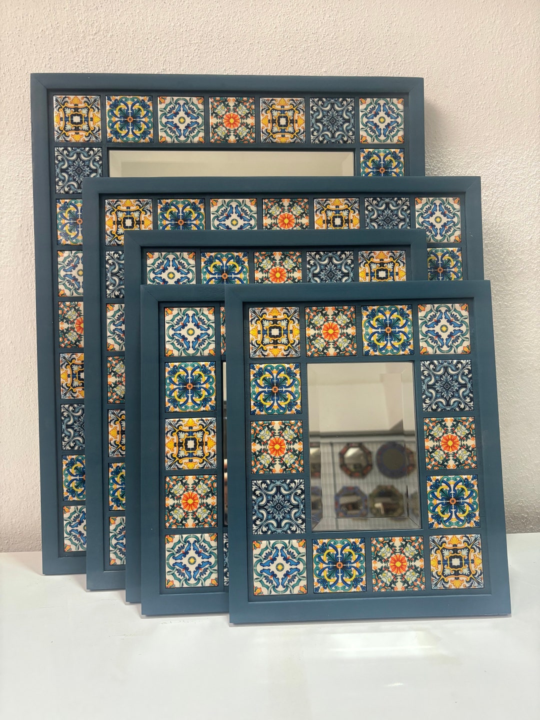 Mexican Tile Mirror: Handmade Bohemian Wall Decor - Etsy