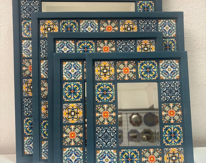LARGE Mexican Tiled Mirror With Small Multicolored Talavera Tiles - Etsy