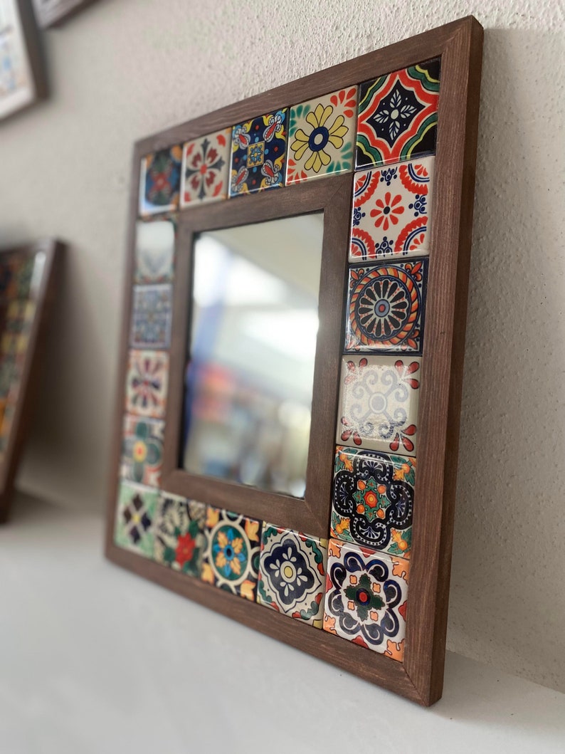 Bohemian Mirror, Mexican Tile Mirror, Vintage Mirror, Mosaic Mirror ...