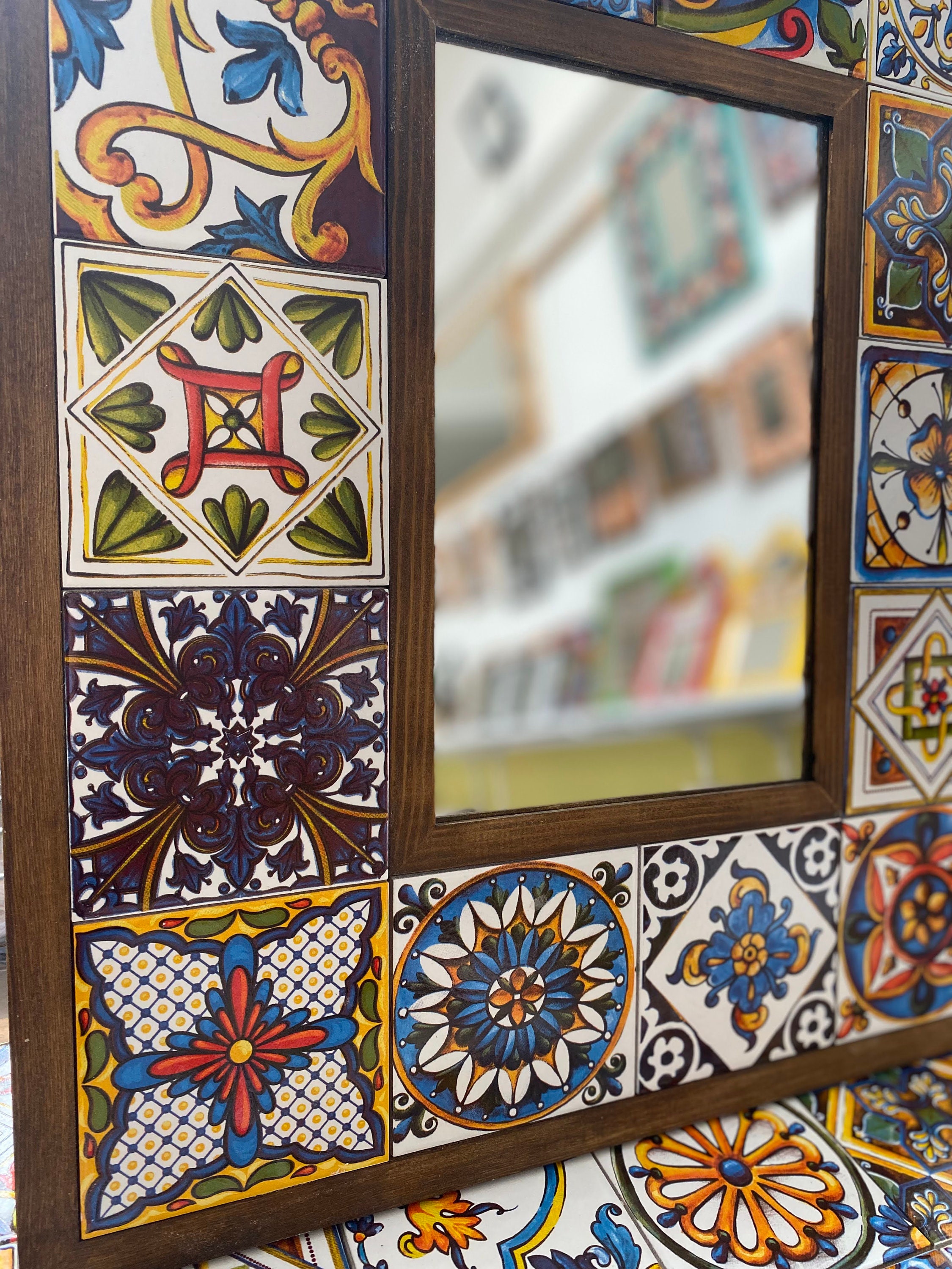 Ceramic Tiled Mirror, Tile Mirror, Wooden Mirror, Talavera Mirror ...