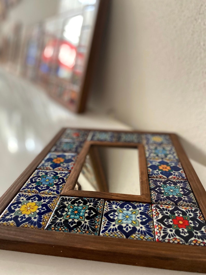 Mexican Tile Mirror, Bohemian Mirror,hand Crafted Vintage Mirror Mosaic ...