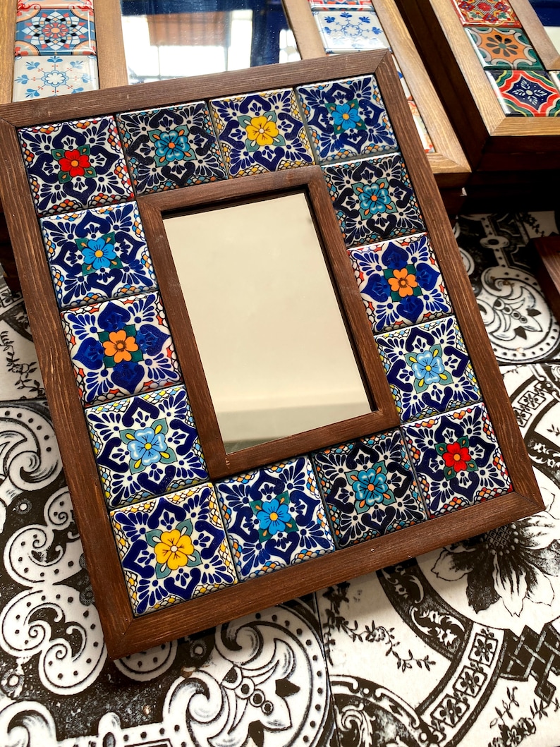 Mexican Tile Mirror Bohemian Mirrorhand Crafted Vintage - Etsy