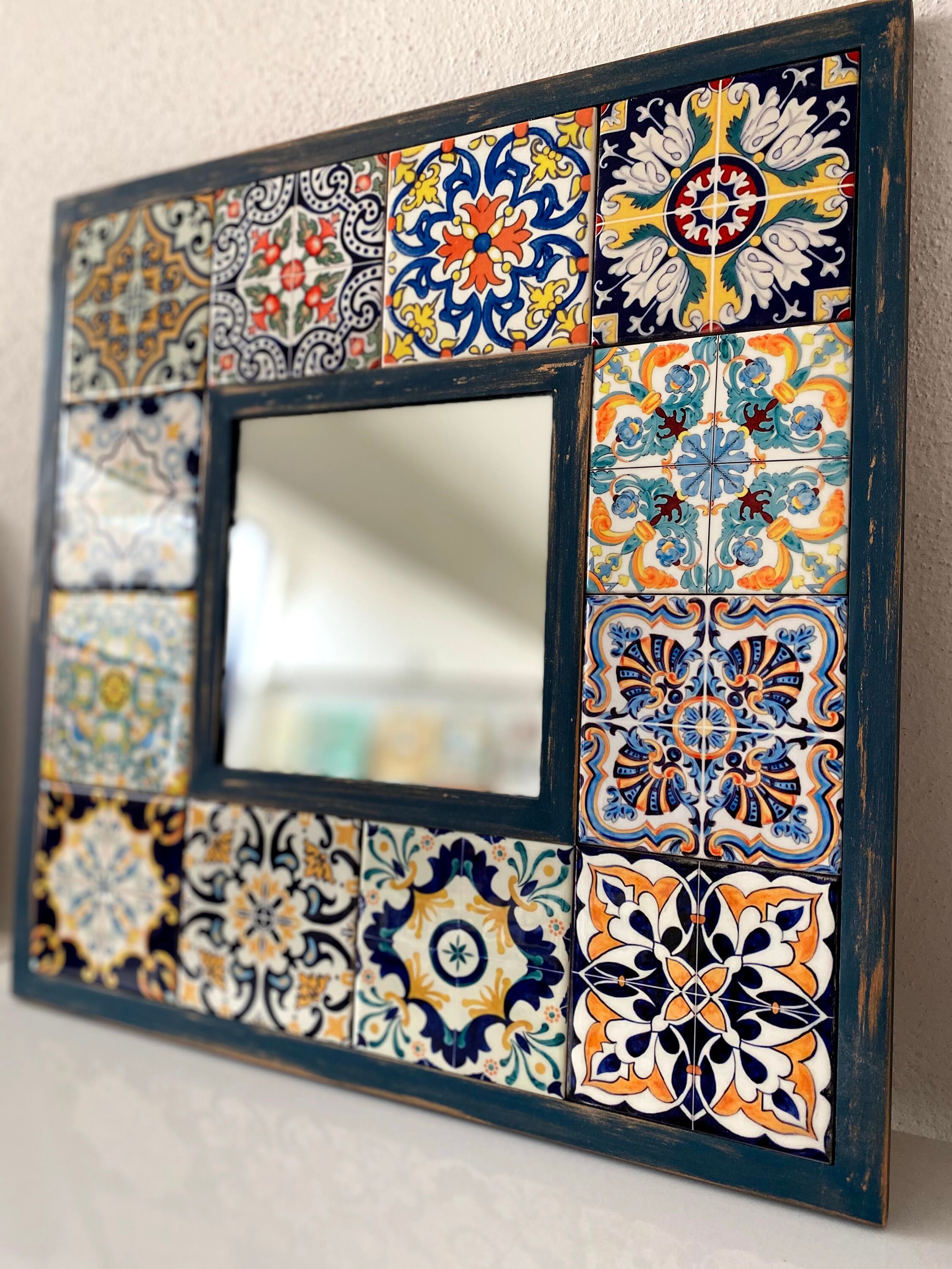 Handmade Talavera Tile Mirror: Vintage Moroccan Decor - Etsy
