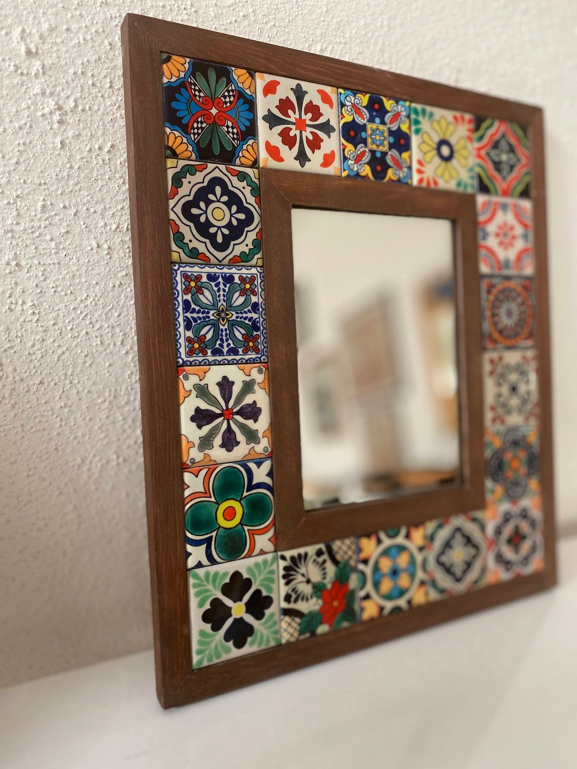 Bohemian Mirror, Mexican Tile Mirror, Vintage Mirror, Mosaic Mirror ...