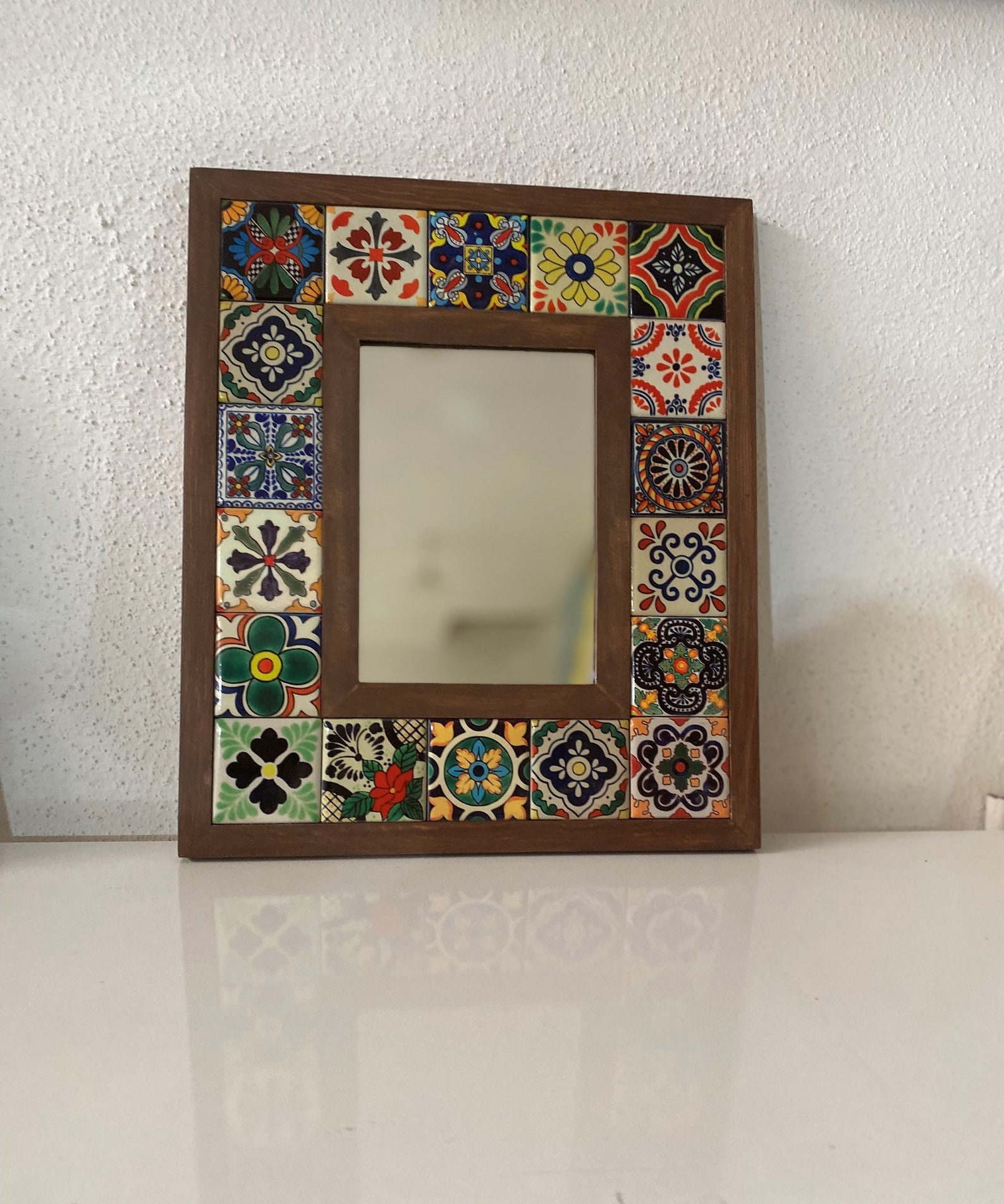 Bohemian Mirror, Mexican Tile Mirror, Vintage Mirror, Mosaic Mirror ...