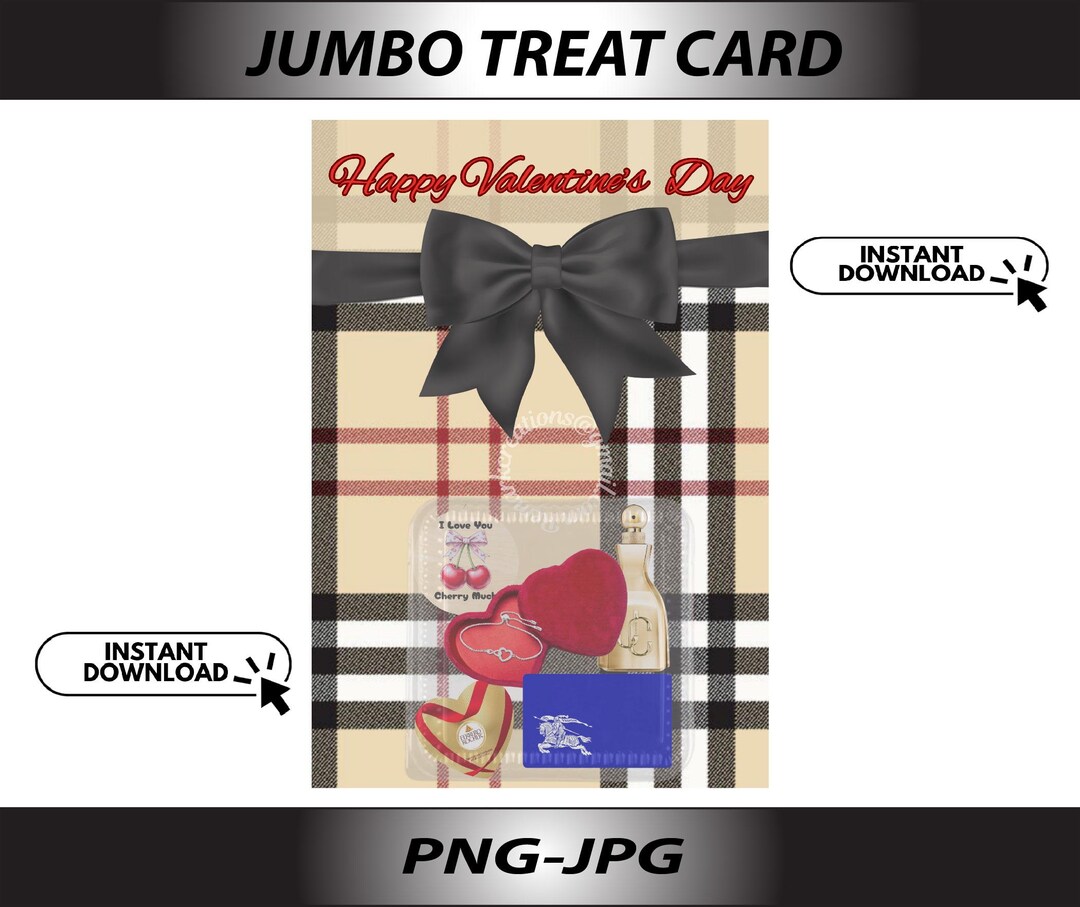 Jump Valentine Day Treat Card, DIY Printable, Jumbo Plaid, Jumbo ...