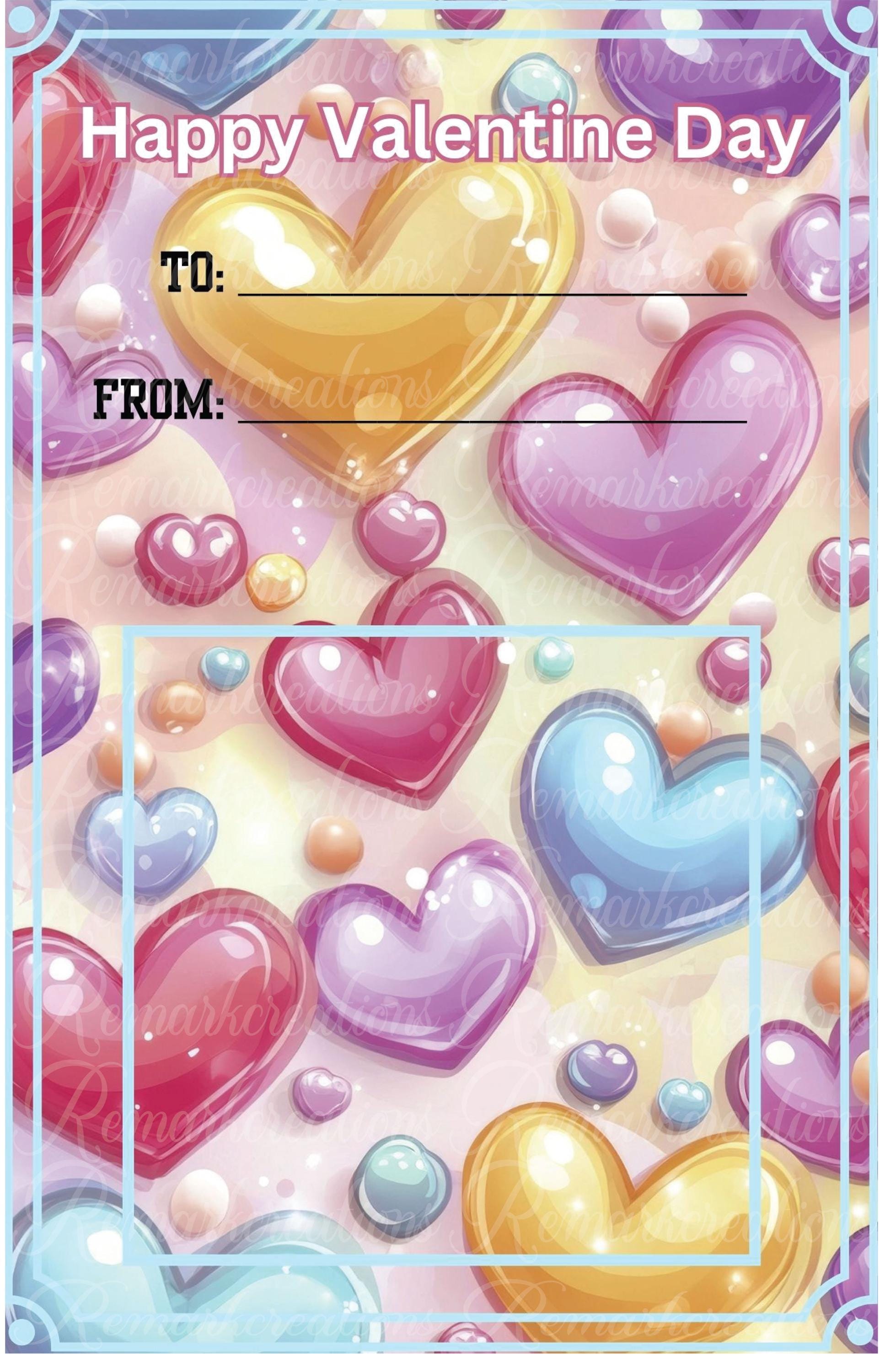 Jump Valentine Day Treat Card, DIY Printable Treat Card, Hearts Gift ...