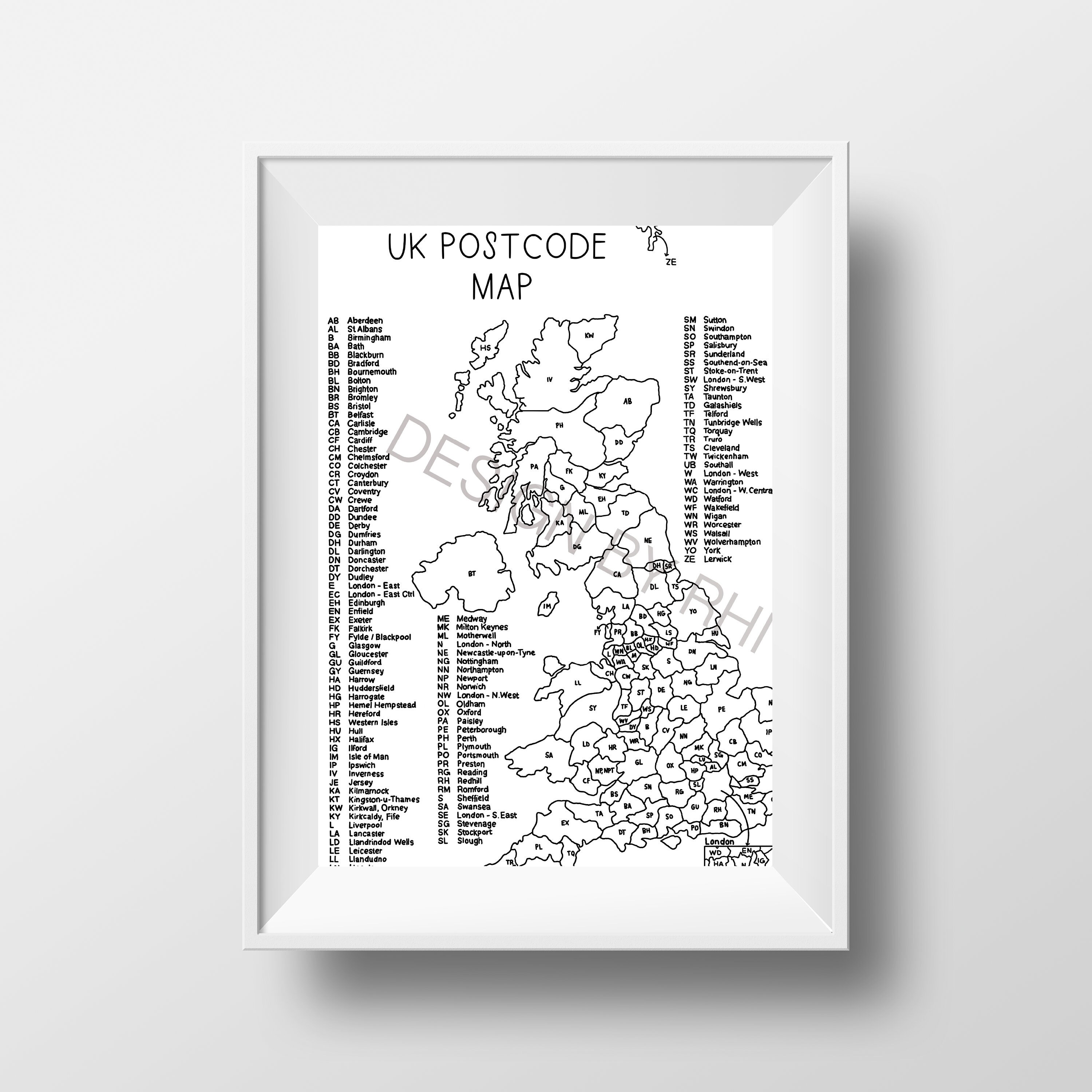 Digital Printable A4 UK Postcode Map UK Sales Tracker Map | Etsy