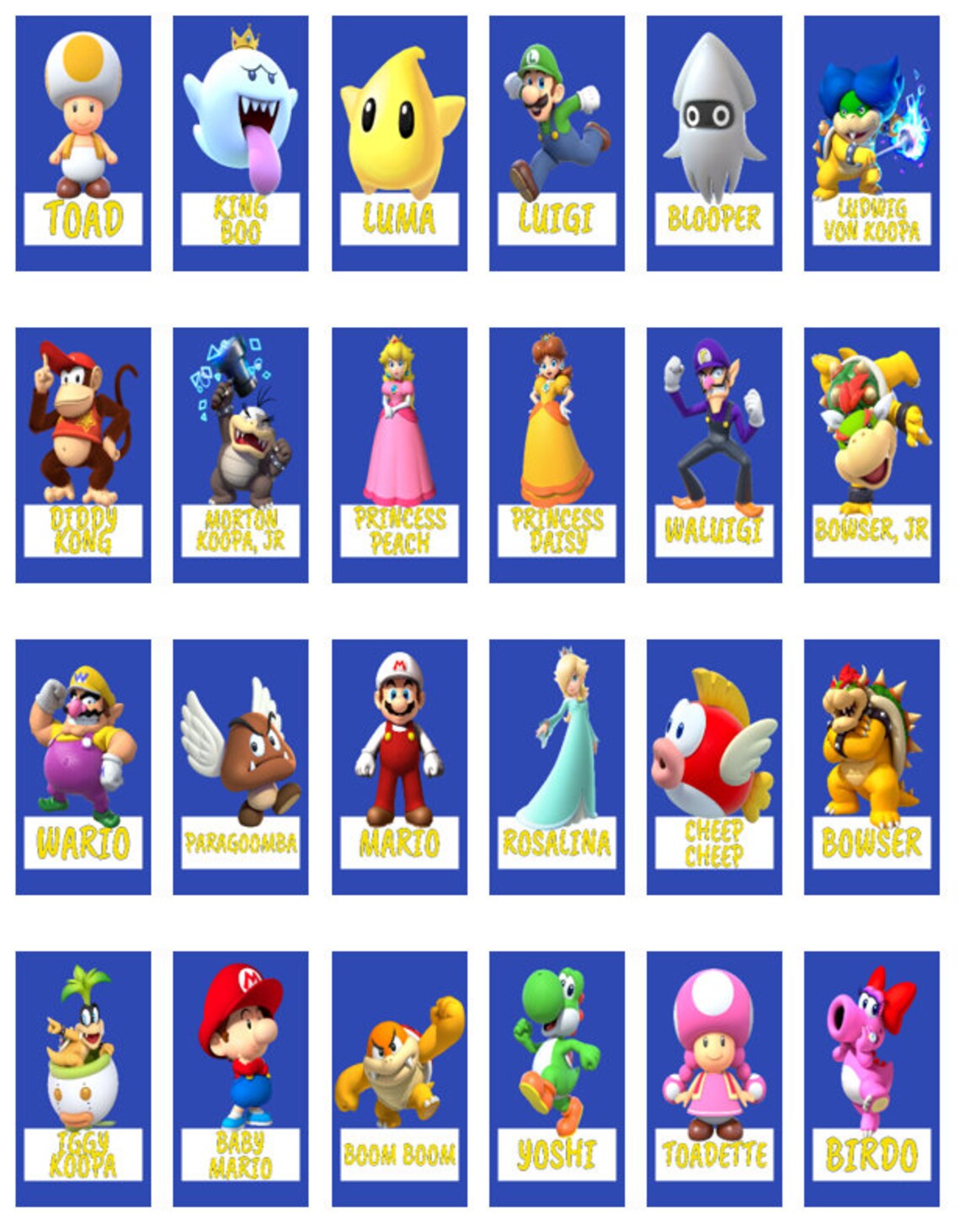 Guess Who Super Mario Theme Includes Game Boards | Etsy