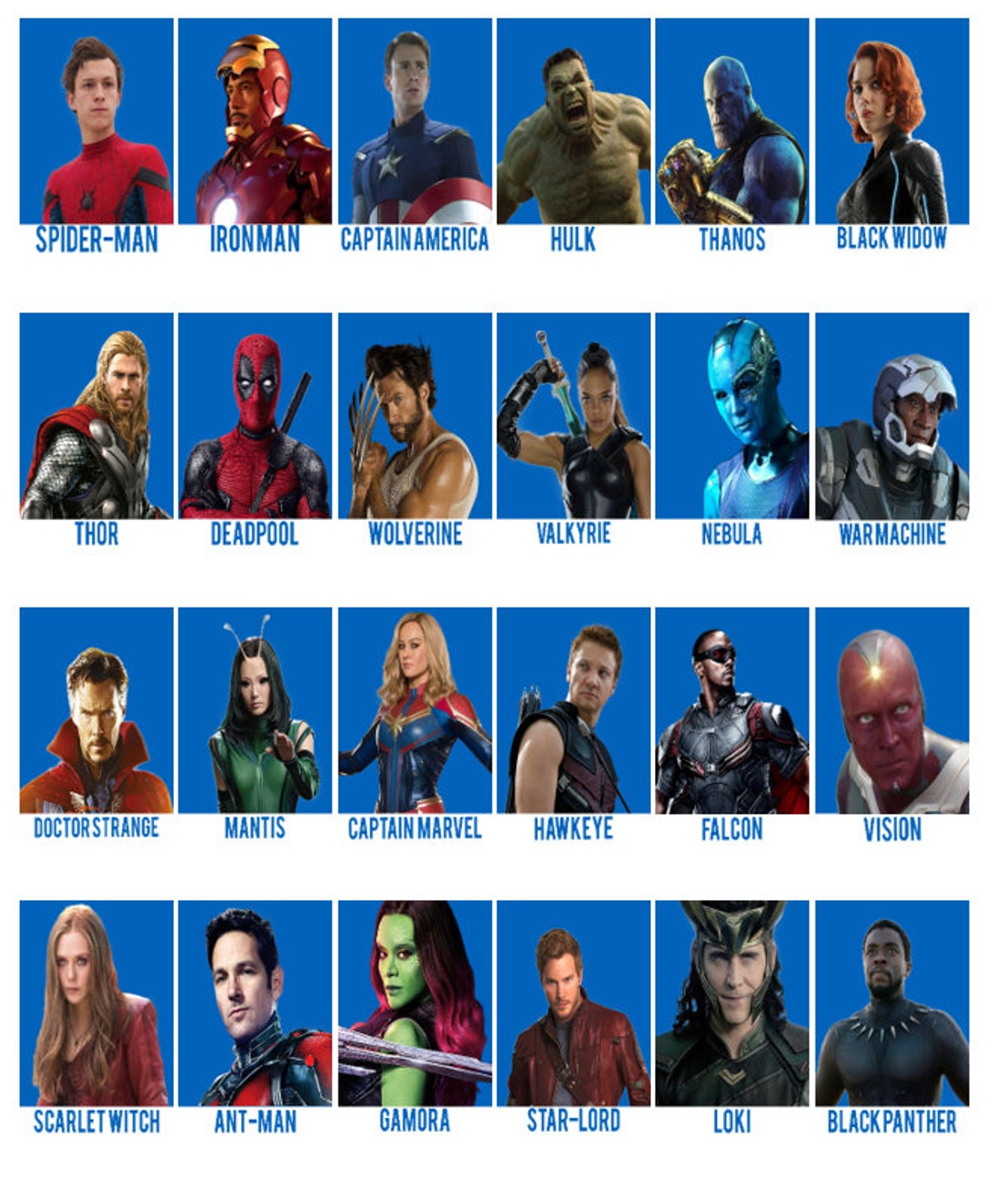 Guess Who Marvel Theme REFILL CARDS ONLY | Etsy