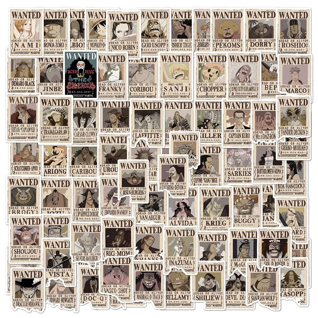 80PCS Anime One Piece Wanted Posters Stickers DIY Fridge Phone Suitcase ...