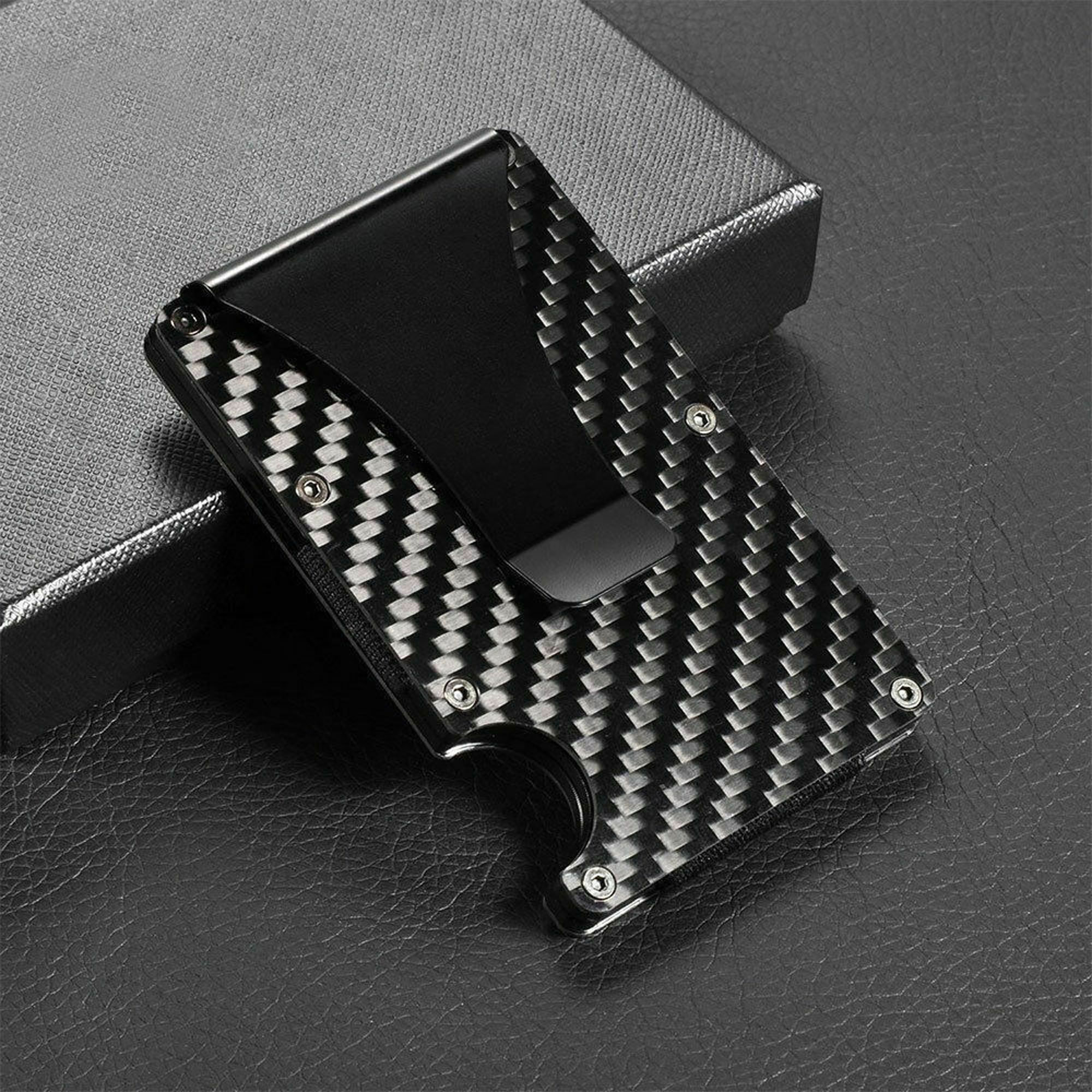 RFID Blocking Slim Money Clip Mens Carbon Fiber Credit Card Holder ...