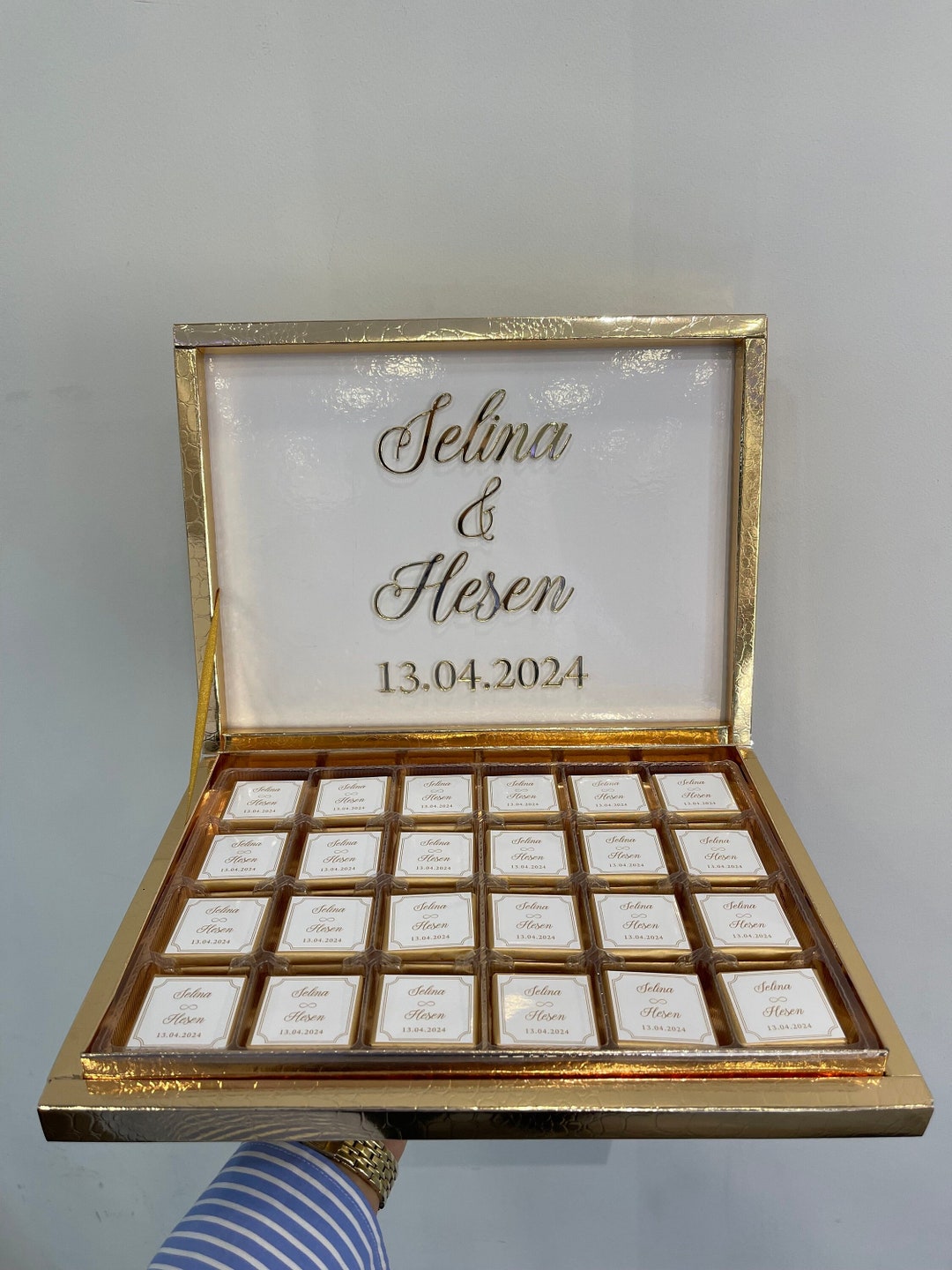 Chocolate Box Gold Personalized With Name Engagement Wedding Birthday ...