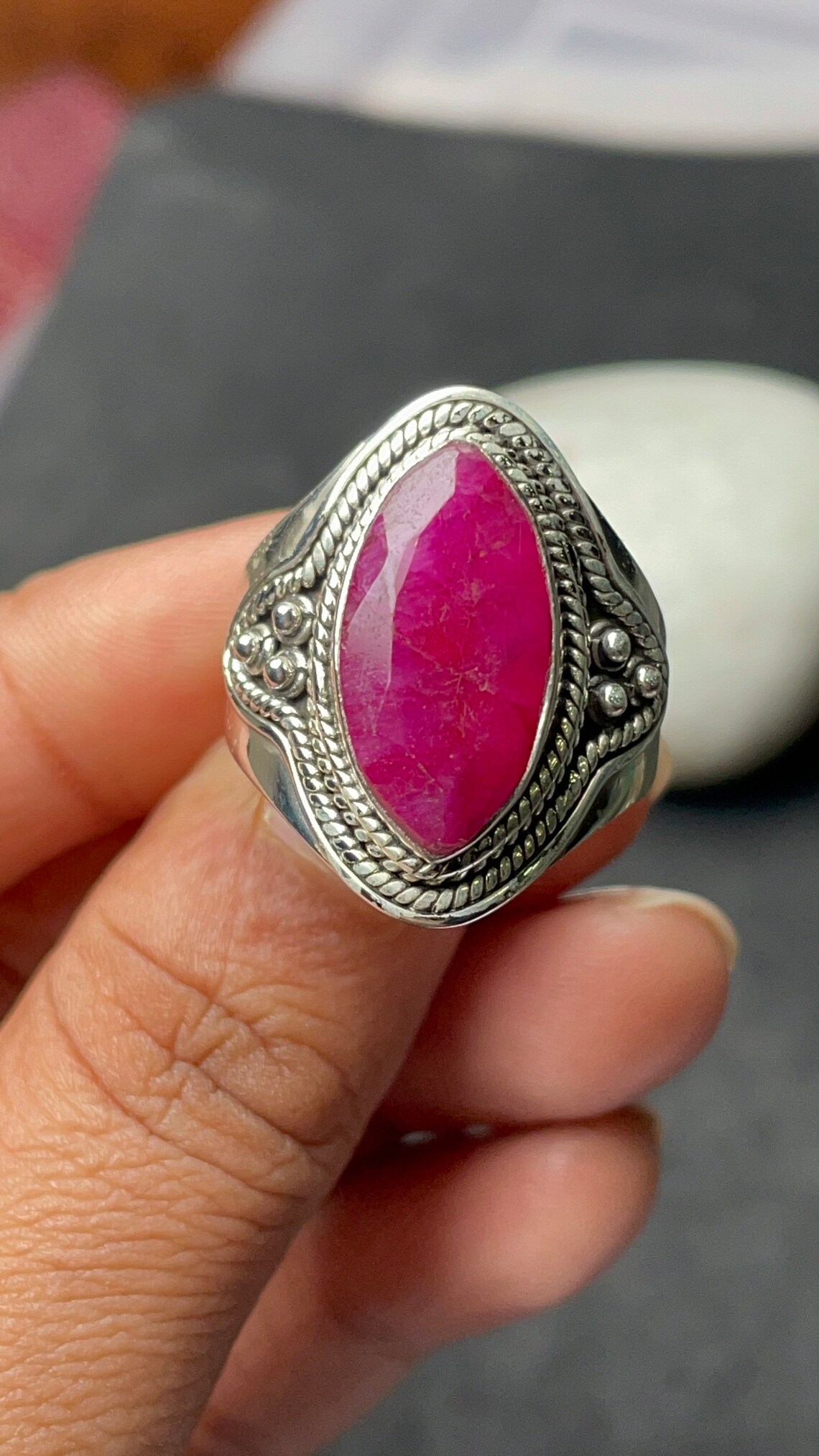 Indian Ruby Ring Ruby Gemstone Jewelry 925 Sterling Silver - Etsy