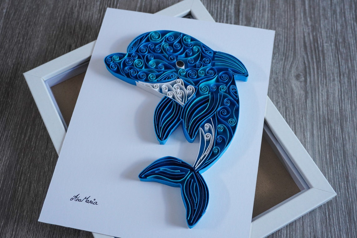 Framed Quilled Dolphin Art Handmade Nursery Wall Decor - Etsy