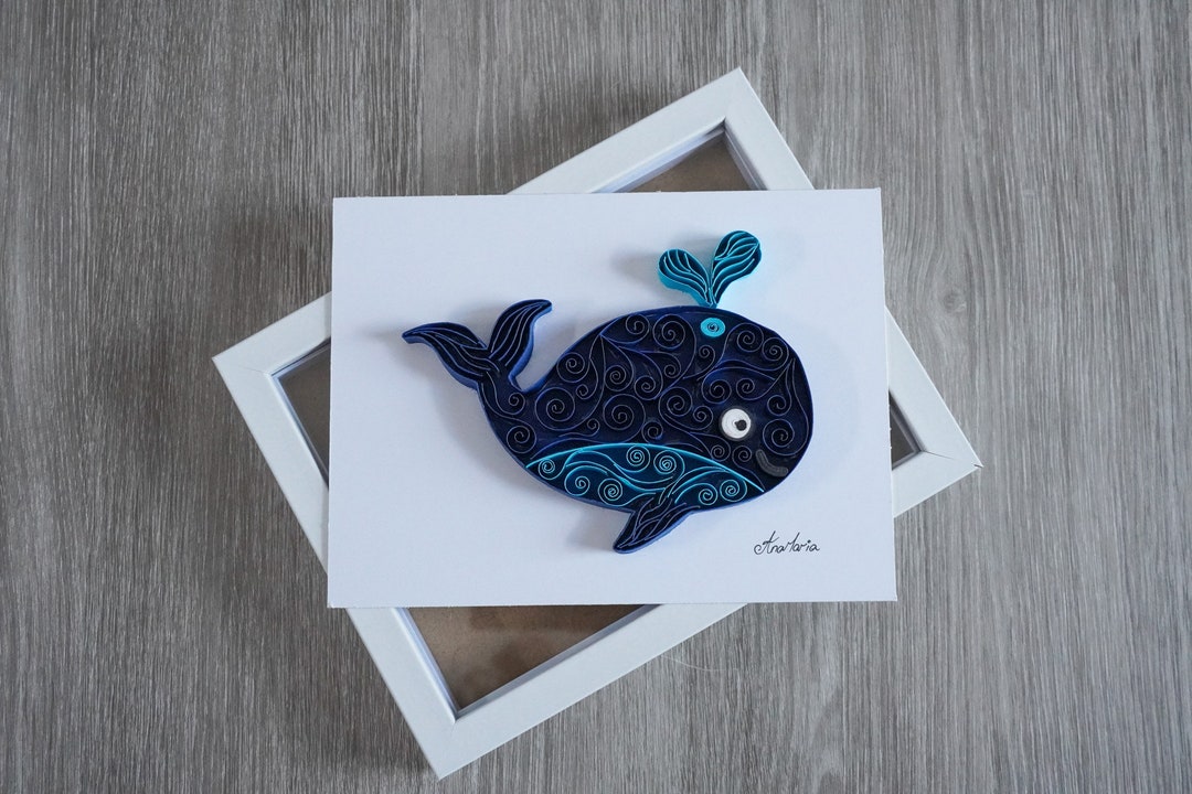 Framed Quilled Whale Wall Art Handmade Nursery Decor - Etsy