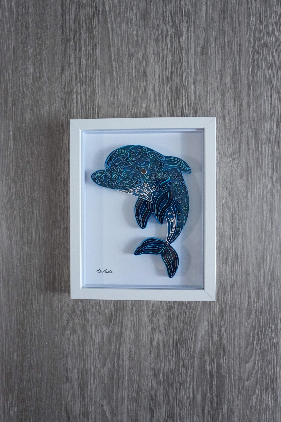 Framed Quilled Dolphin Art Handmade Nursery Wall Decor - Etsy