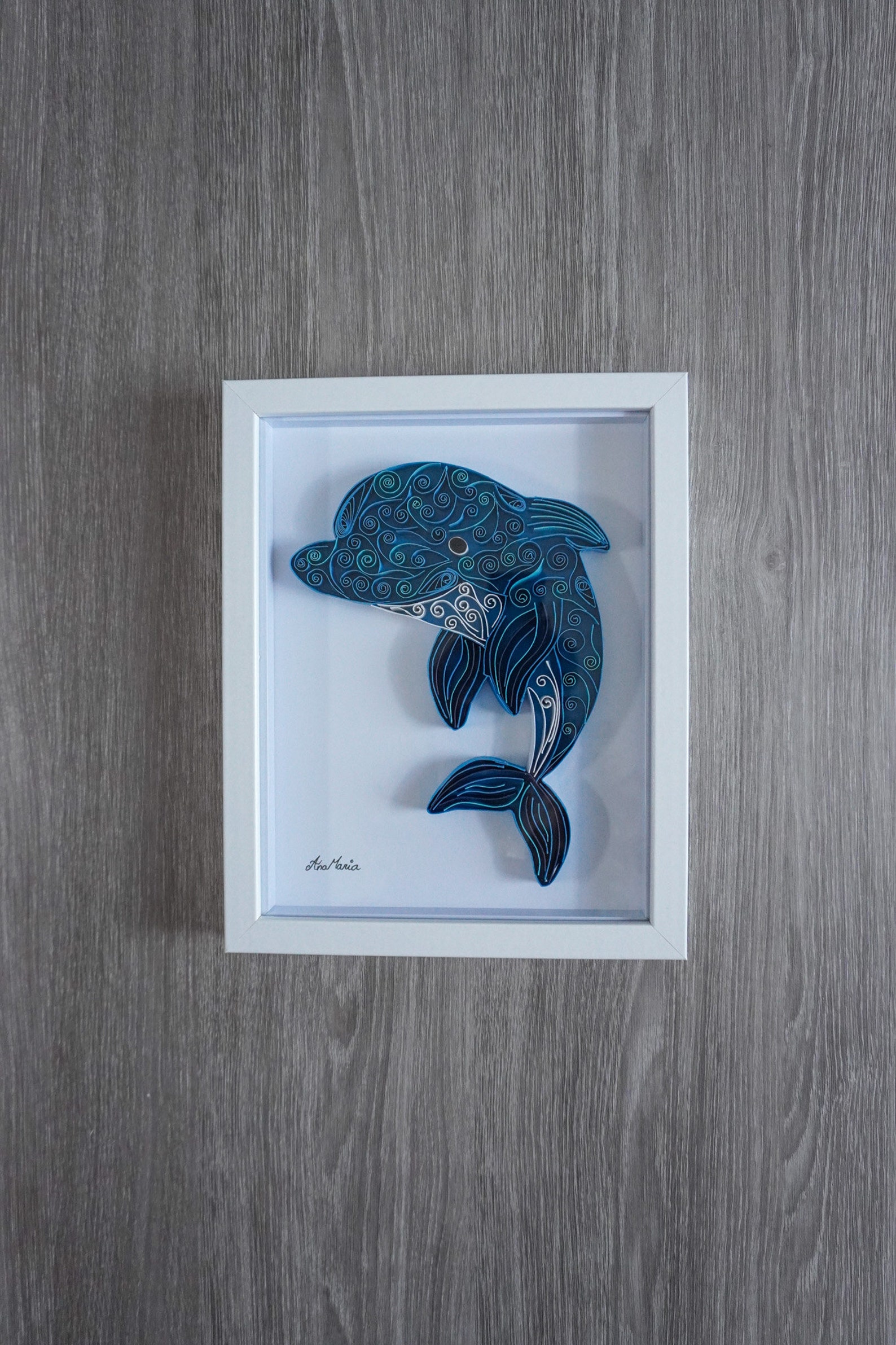Framed Quilled Dolphin Art Handmade Nursery Wall Decor - Etsy