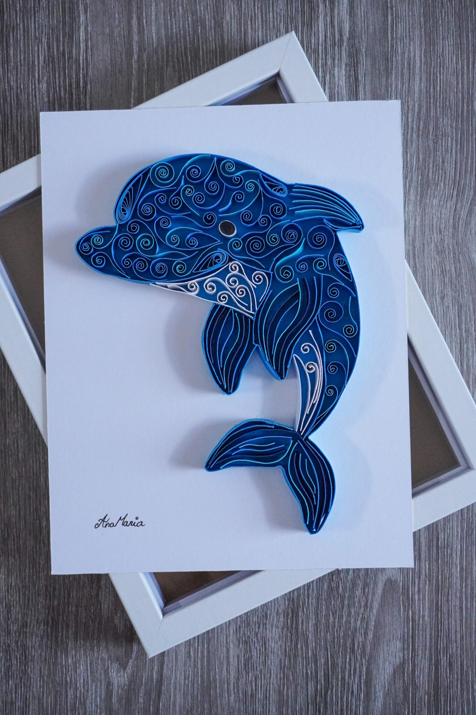 Framed Quilled Dolphin Art Handmade Nursery Wall Decor - Etsy