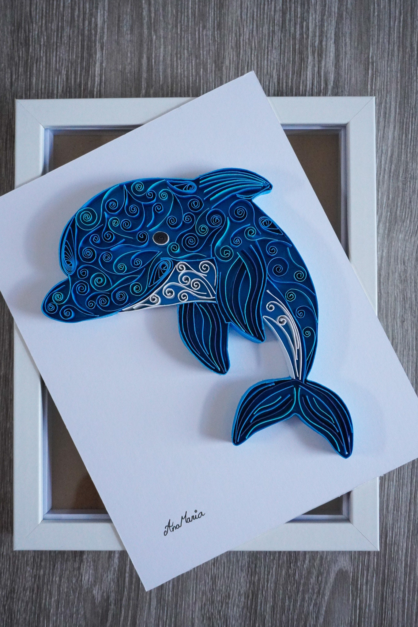 Framed Quilled Dolphin Art Handmade Nursery Wall Decor - Etsy