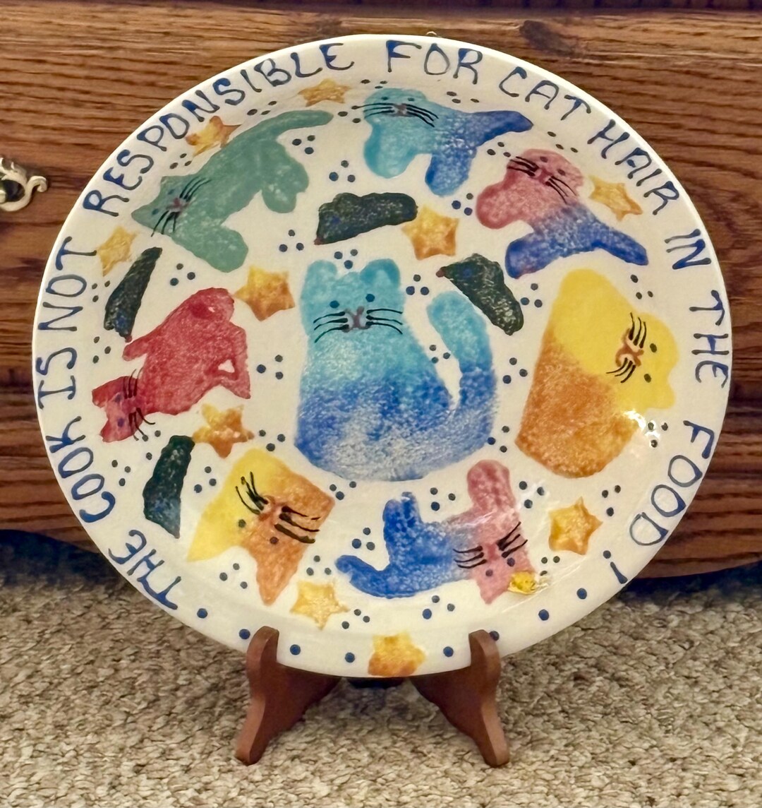 Vintage Sari Pottery, Pasta Bowl W/cats! “the Cook is Not Responsible ...