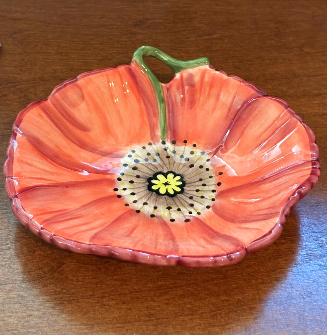 Vintage Clay Art South San Francisco 1999 Poppies Ceramic Trinket Dish ...