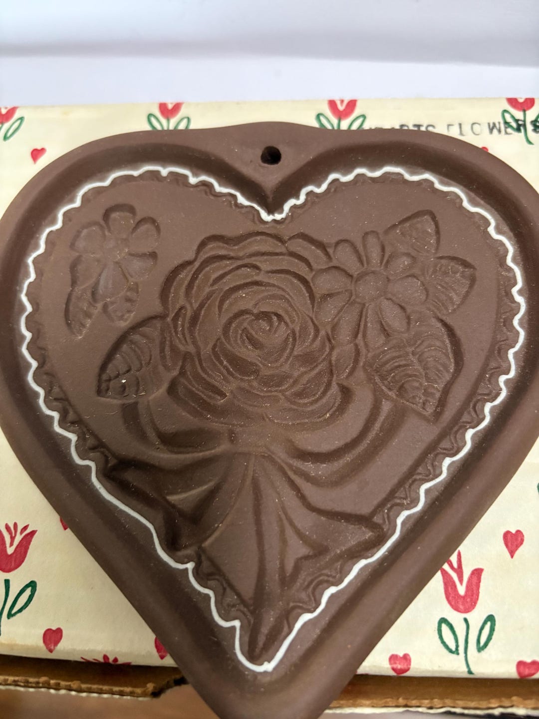 A Hartstone Shortbread Cookie Mold in the Shape of a Heart With Floral ...