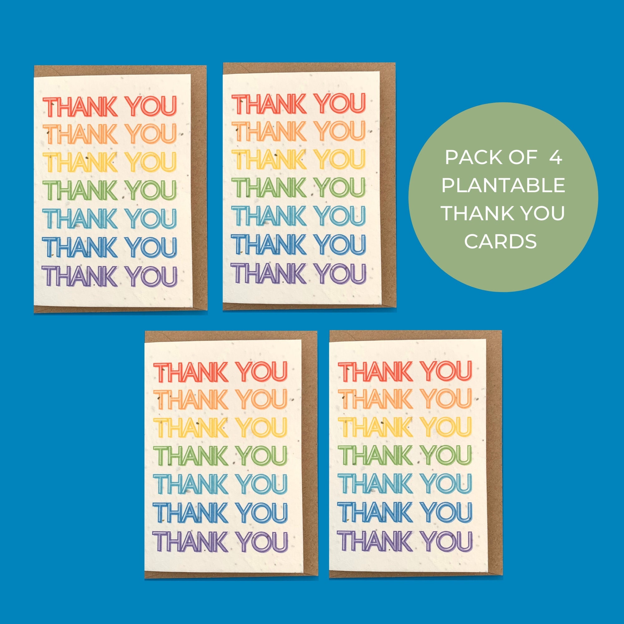 Plantable 'thank You' Seed Cards Singular or Pack of 4, Card Bundle ...