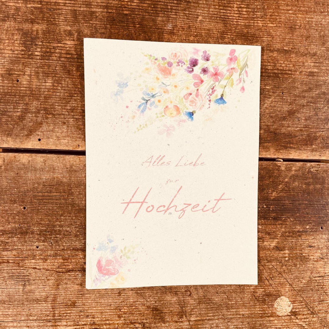 Wedding Wishes With Pastel Flowers (card Made of Seed Paper) - Etsy