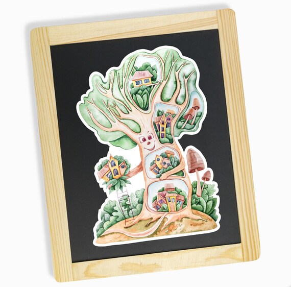 Fun Whimsical Family Tree Sticker | Etsy