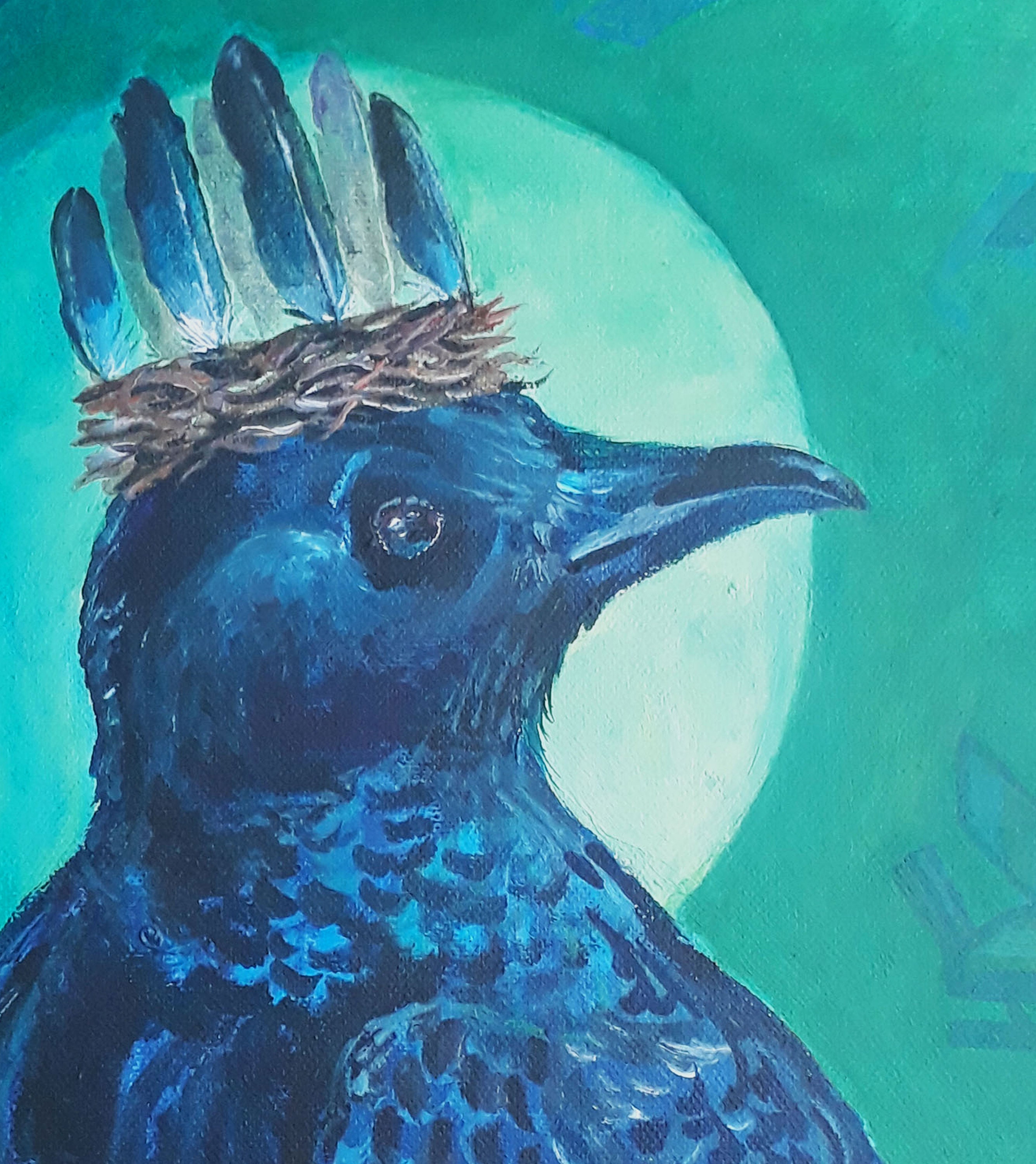 King of Crows Printable Art Crow Portrait Raven King in Feather Crown ...