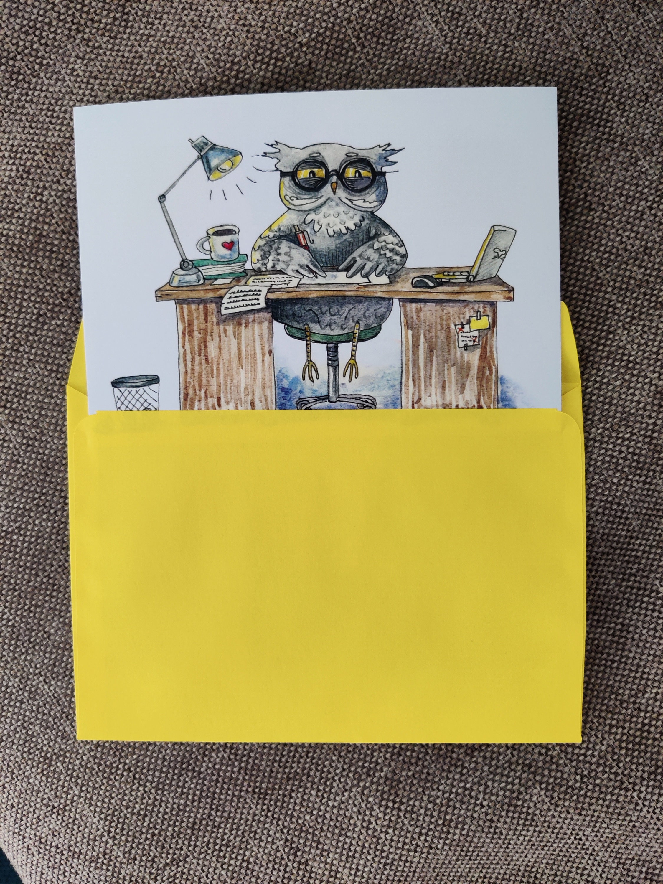 Workaholic Owl Postcard Office Humor Late Hours Co-worker Card - Etsy