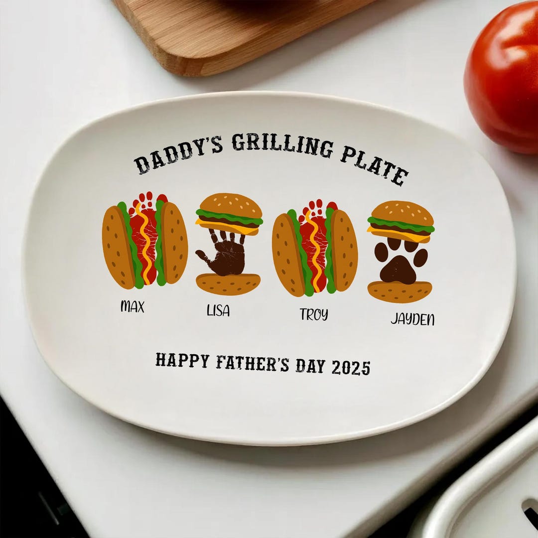 Personalized Handprint Grilling Plate for Dad – Custom Father’s Day ...