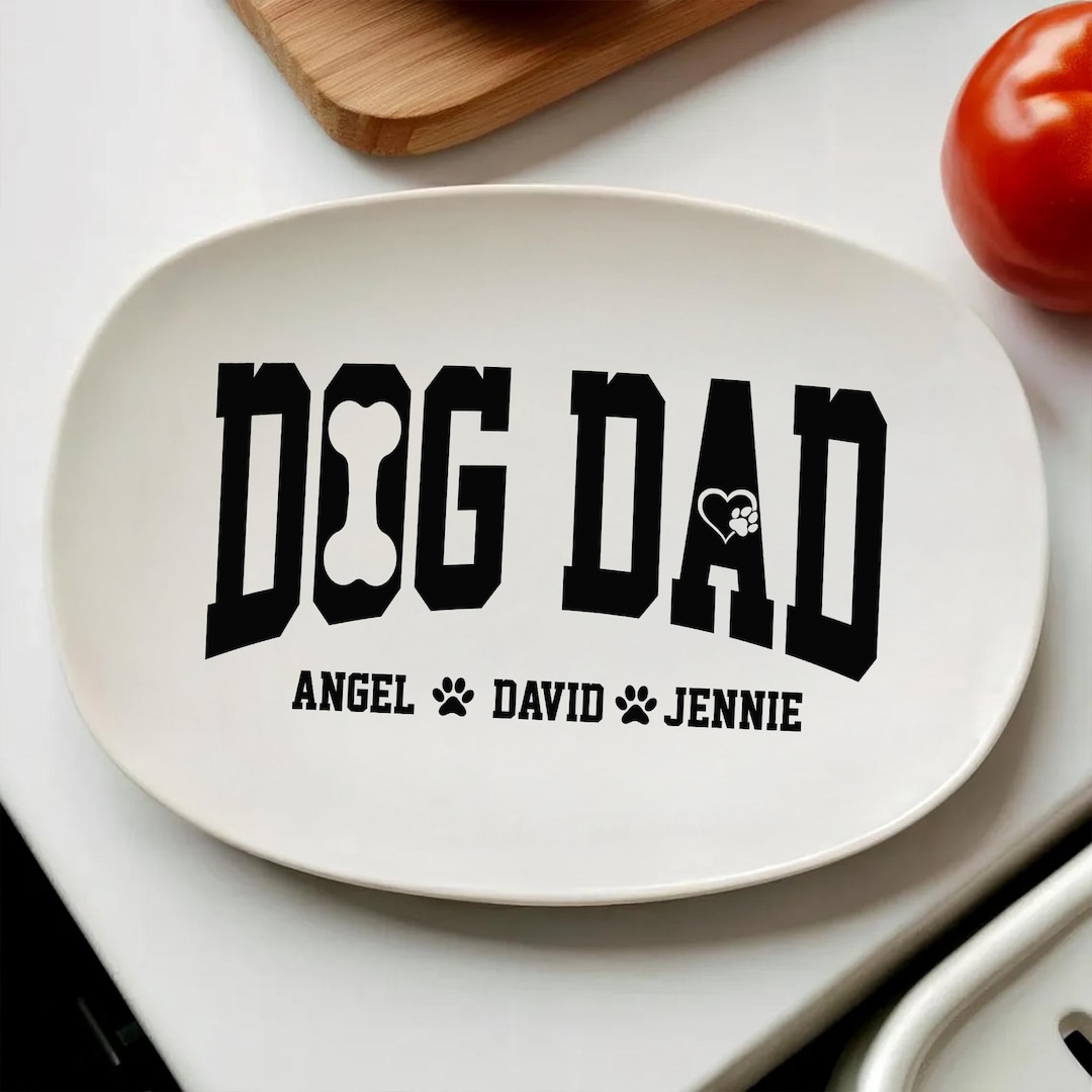 Personalized Dog Dad Plate: Custom Paw Print Tray - Etsy