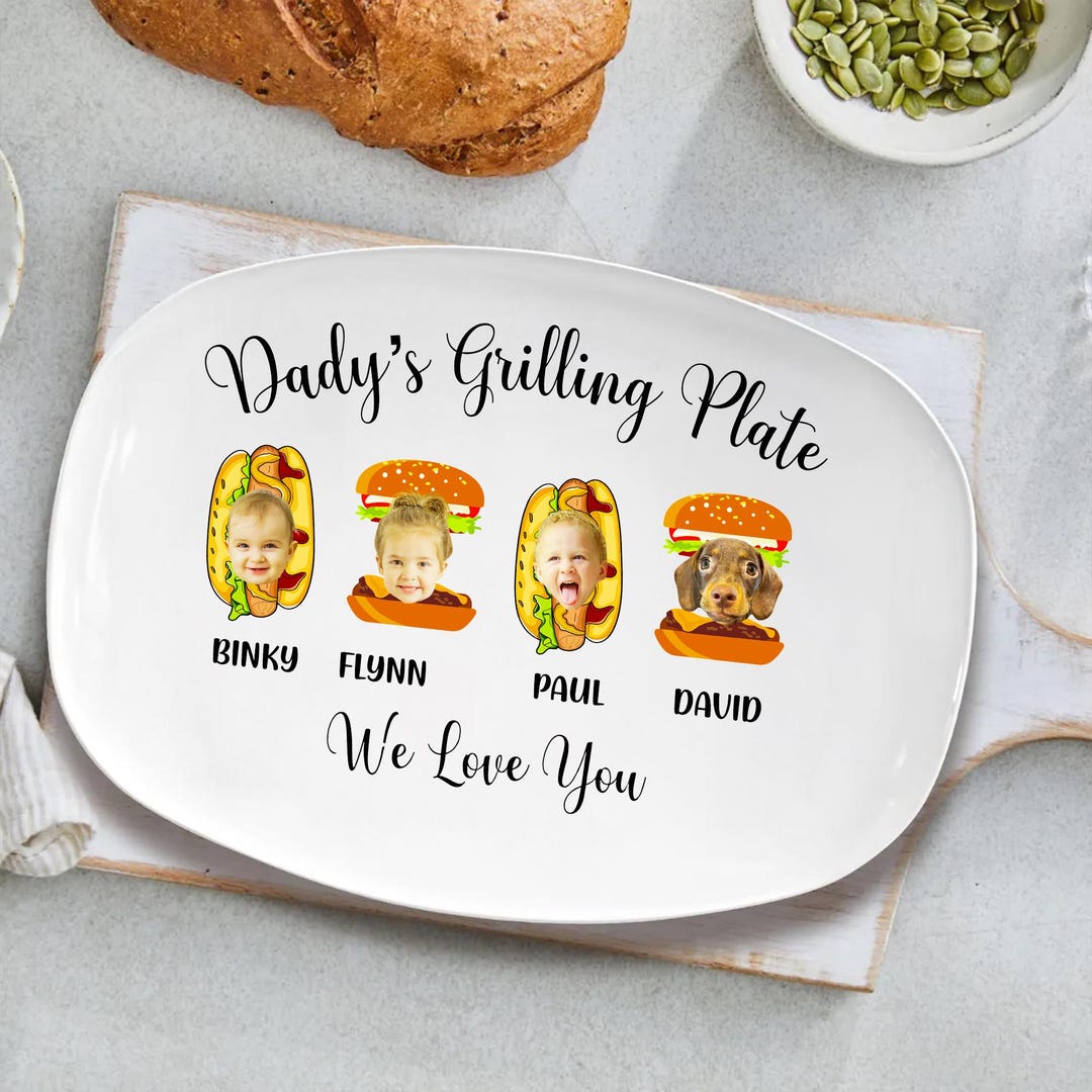 Personalized Handprint Grilling Plate for Dad, Custom Father’s Day Gift ...