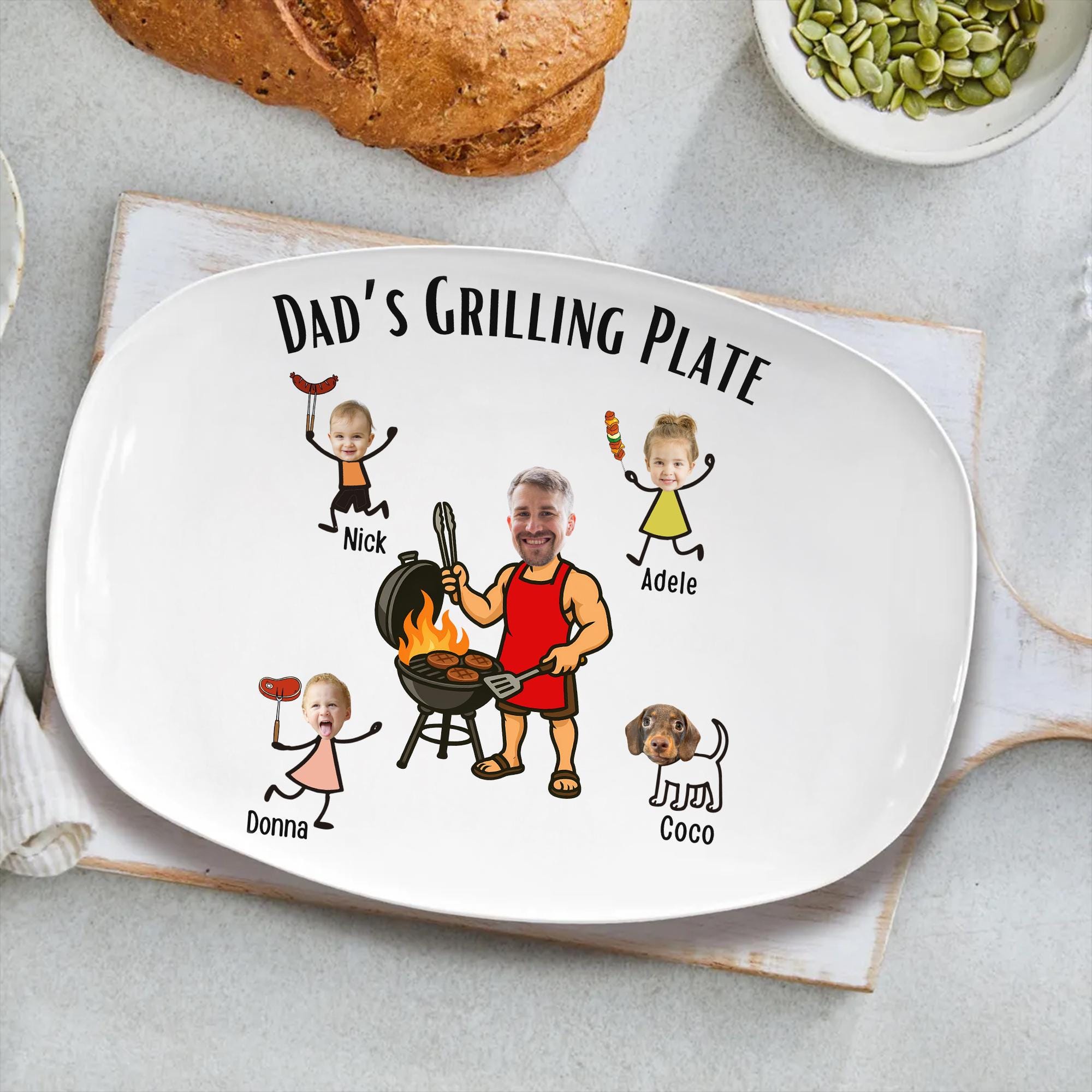 Personalized Dad's Grilling Plate, Father’s Day Gift From Kids ...