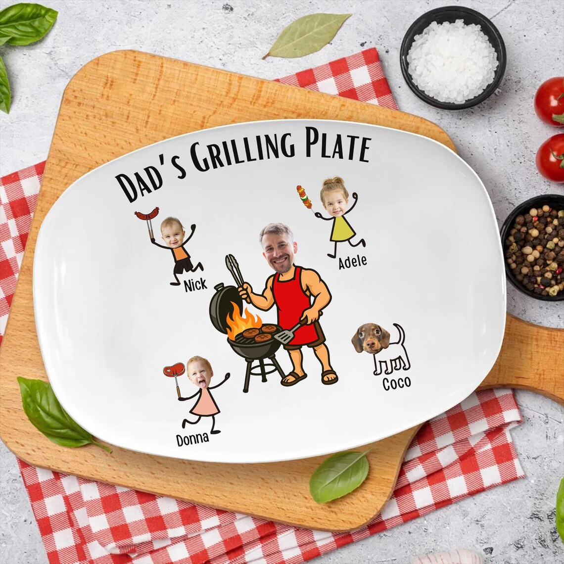 Personalized Dad's Grilling Plate, Father’s Day Gift From Kids ...