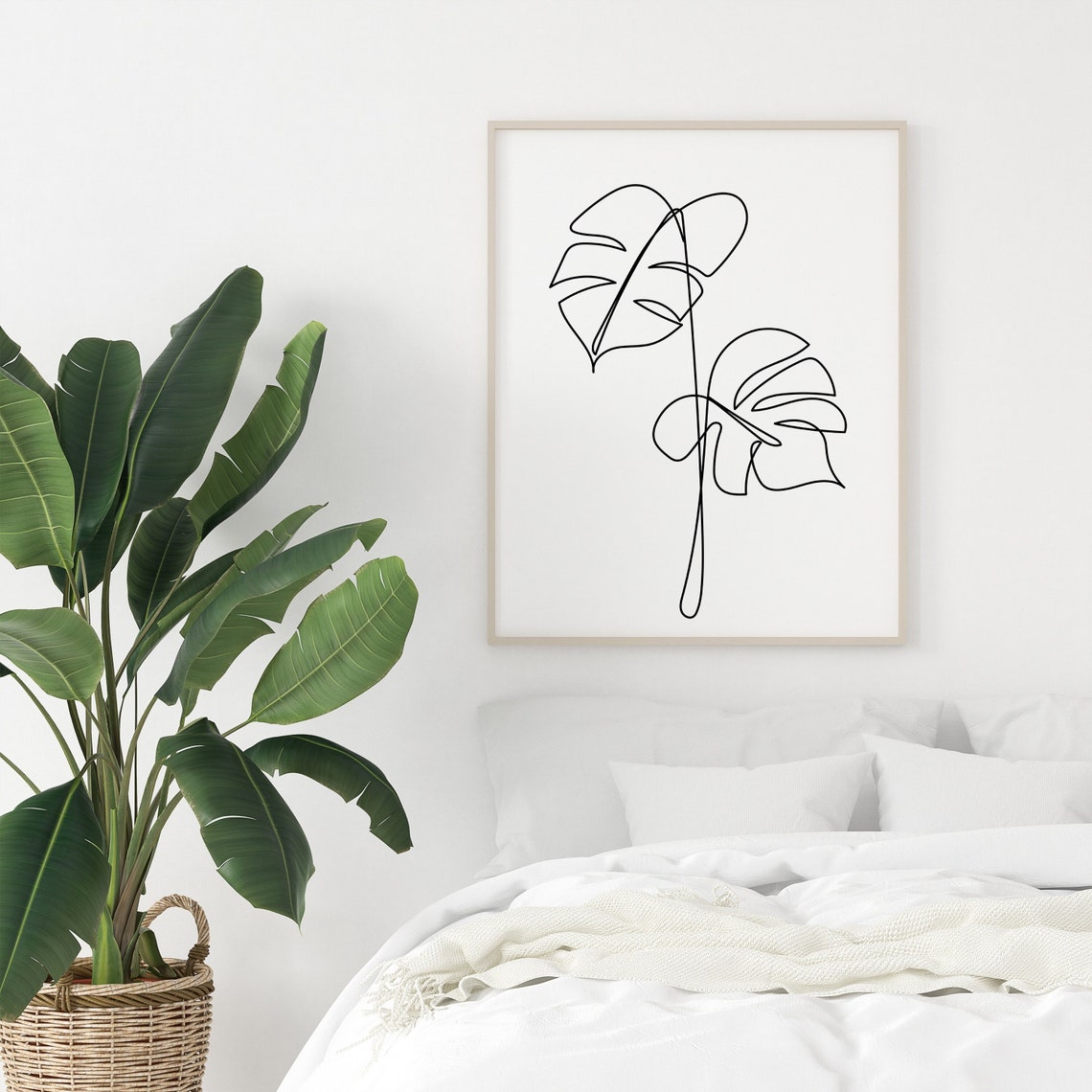 Monstera One Line Drawing Printable Wall Art Simple Botanical - Etsy