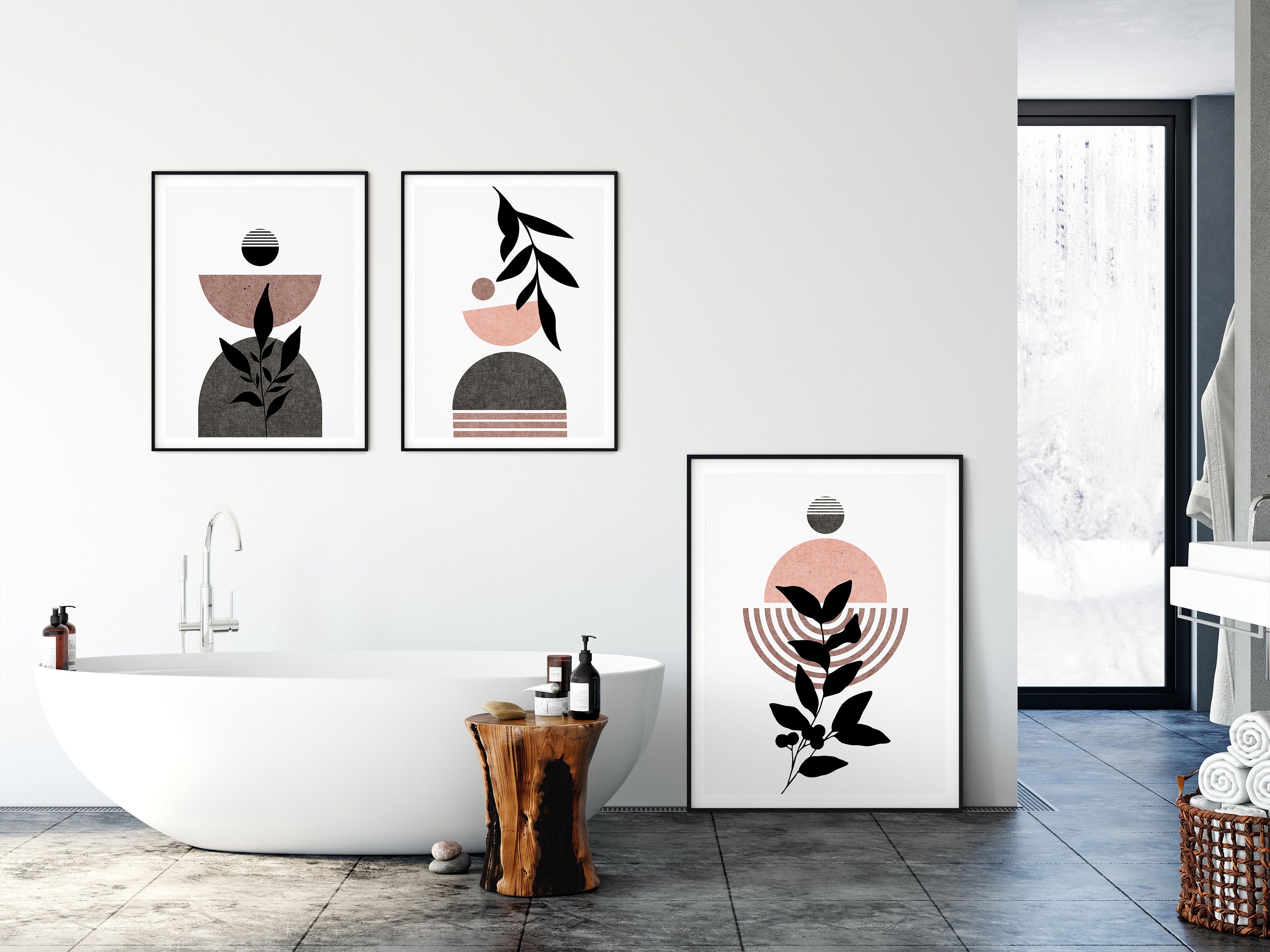 Boho Art Set Of 3 Prints Boho Wall Art Abstract Gallery Wall Set