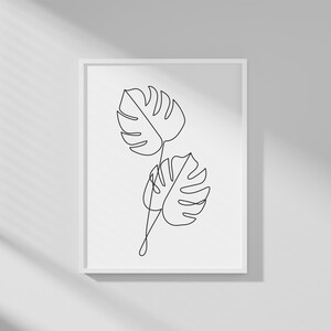 Monstera One Line Drawing Printable Wall Art, Simple Botanical Wall ...