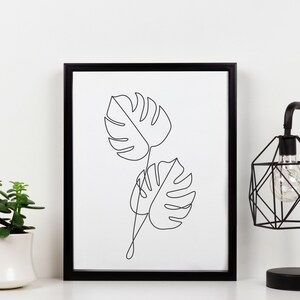 Monstera One Line Drawing Printable Wall Art, Simple Botanical Wall ...
