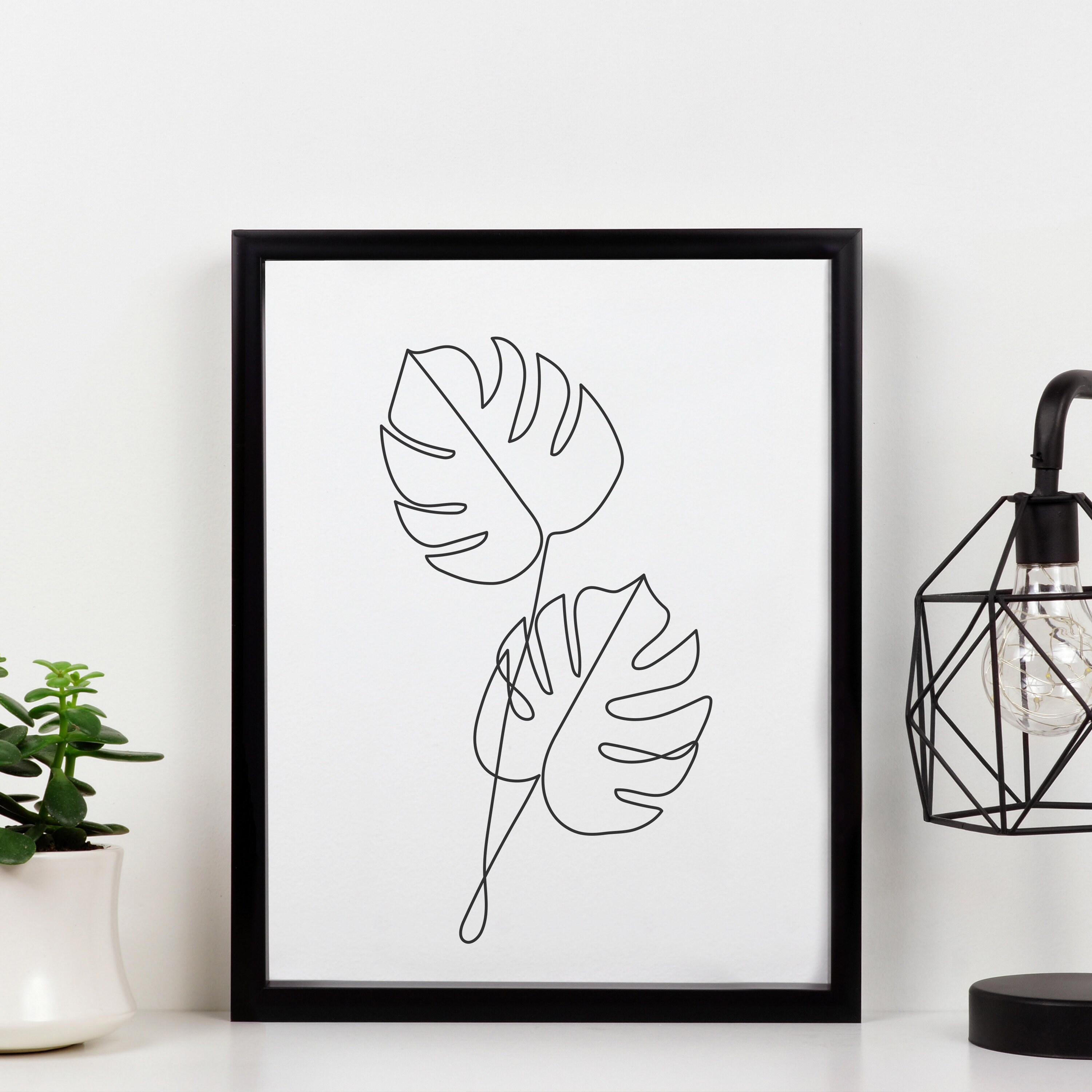 Monstera One Line Drawing Printable Wall Art Simple Botanical - Etsy